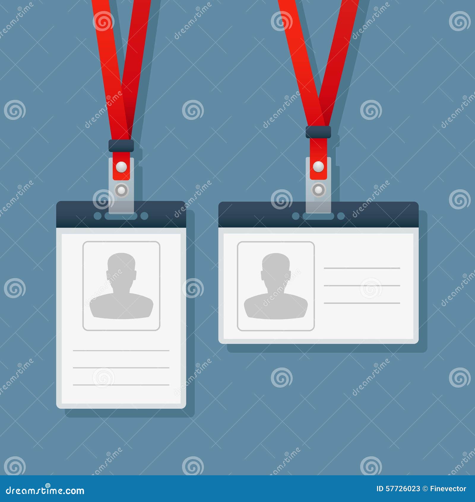 Horizontal and Vertical Badges with Red Lanyards. Stock Vector ...