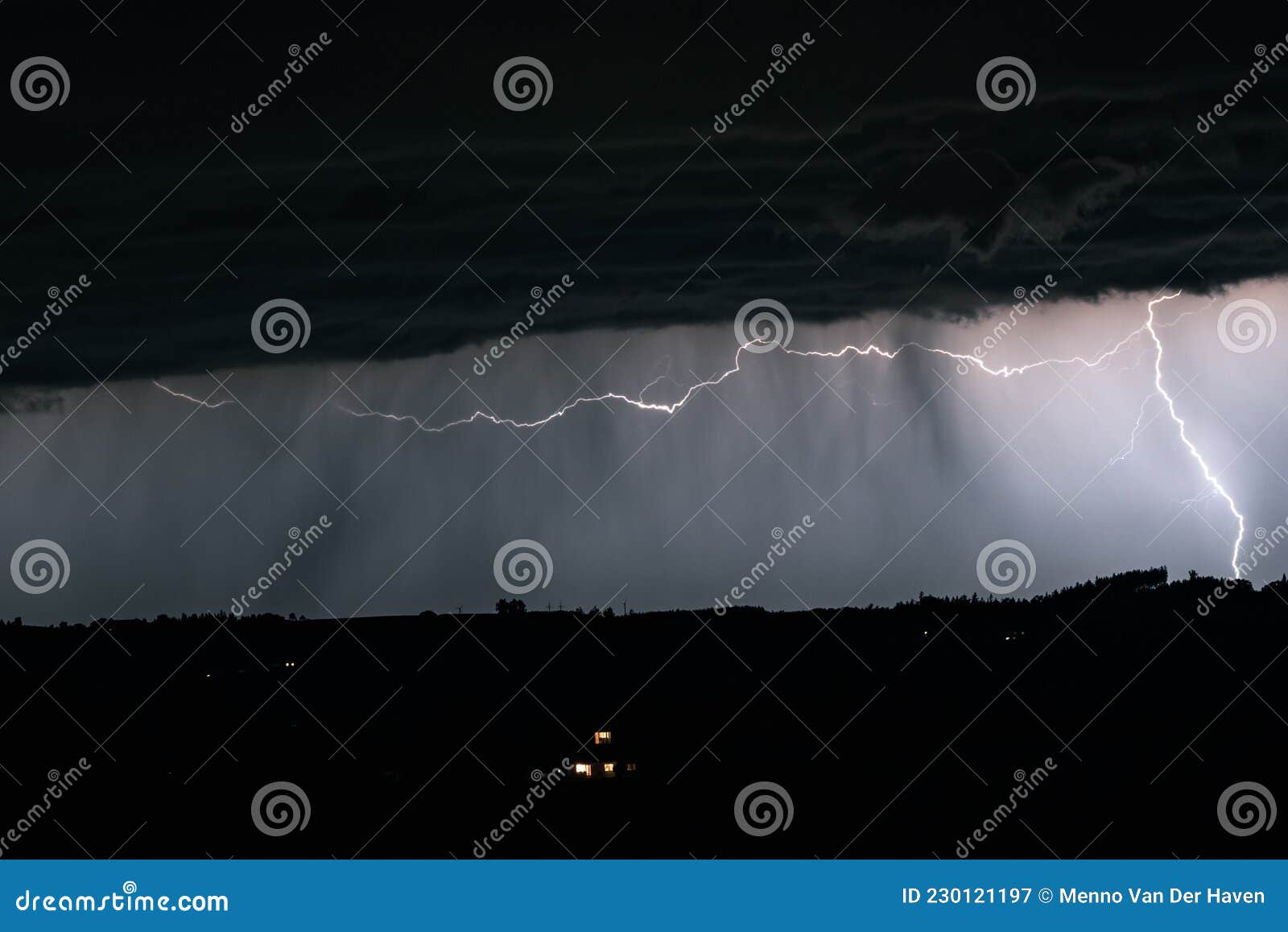 Horizontal and Vertical Lightning Bolts in the Sky Stock Image - Image ...