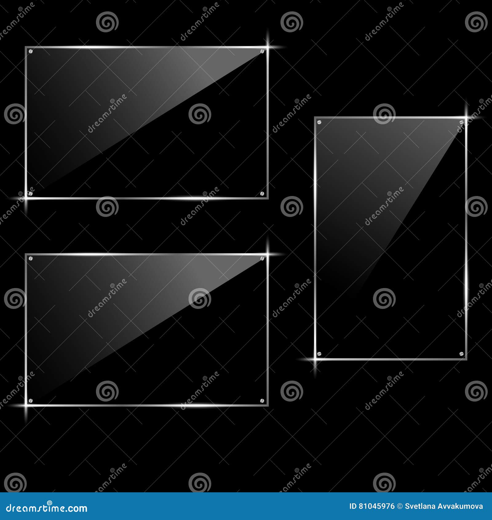 Horizontal and Vertical Rectangular Glass Black Frame. Stock Vector ...