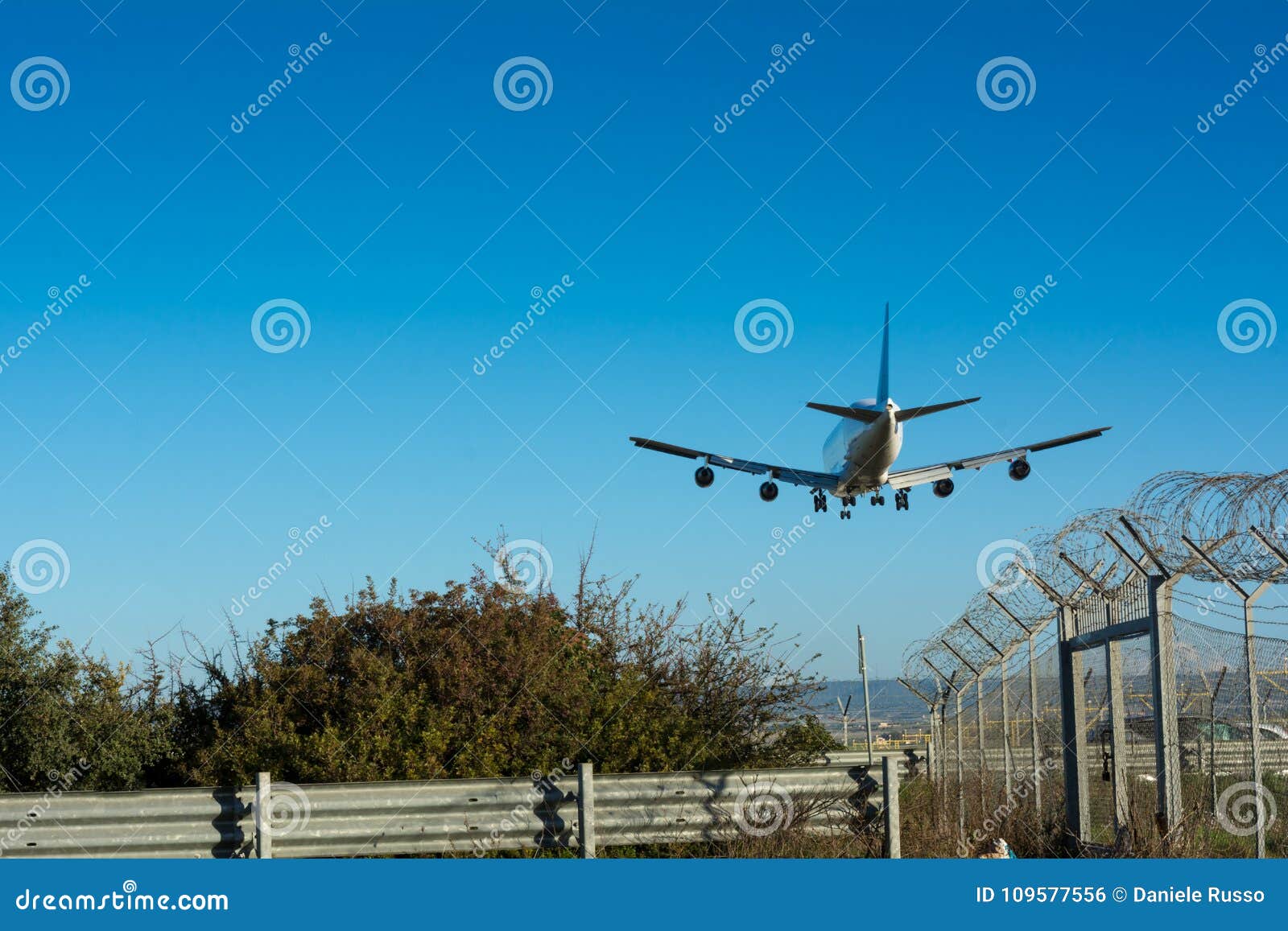 Horizontal View of a Cargo Airplane in the Landing Operation in Stock ...