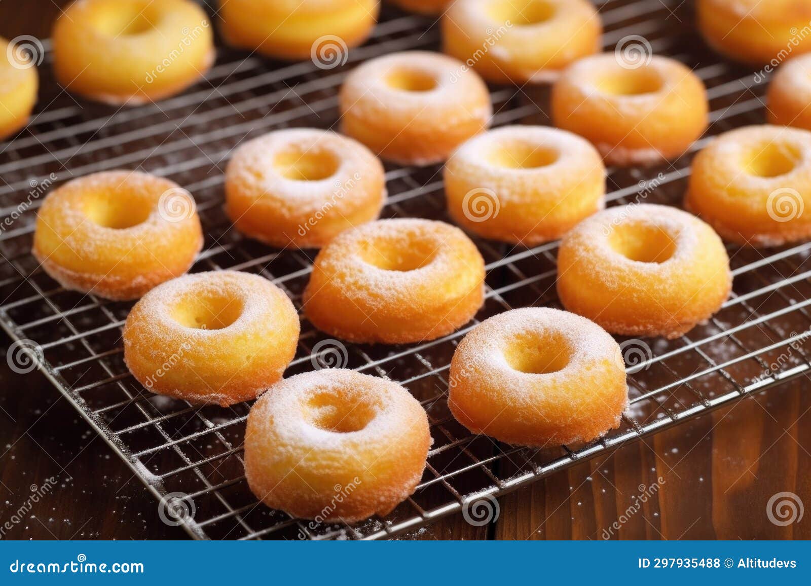 Horizontal View of Doughnuts on the Cooling Rack Stock Photo - Image of ...