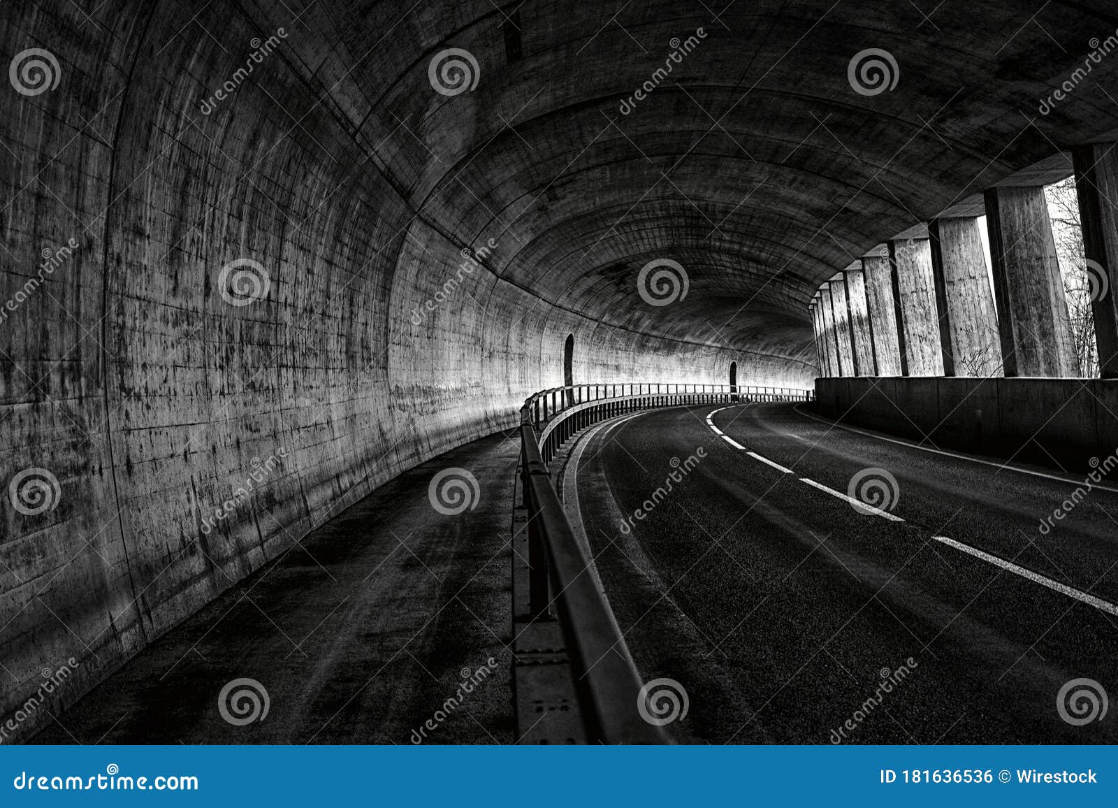 Horizontal View of an Empty Road in the Tunnel Stock Photo - Image of ...