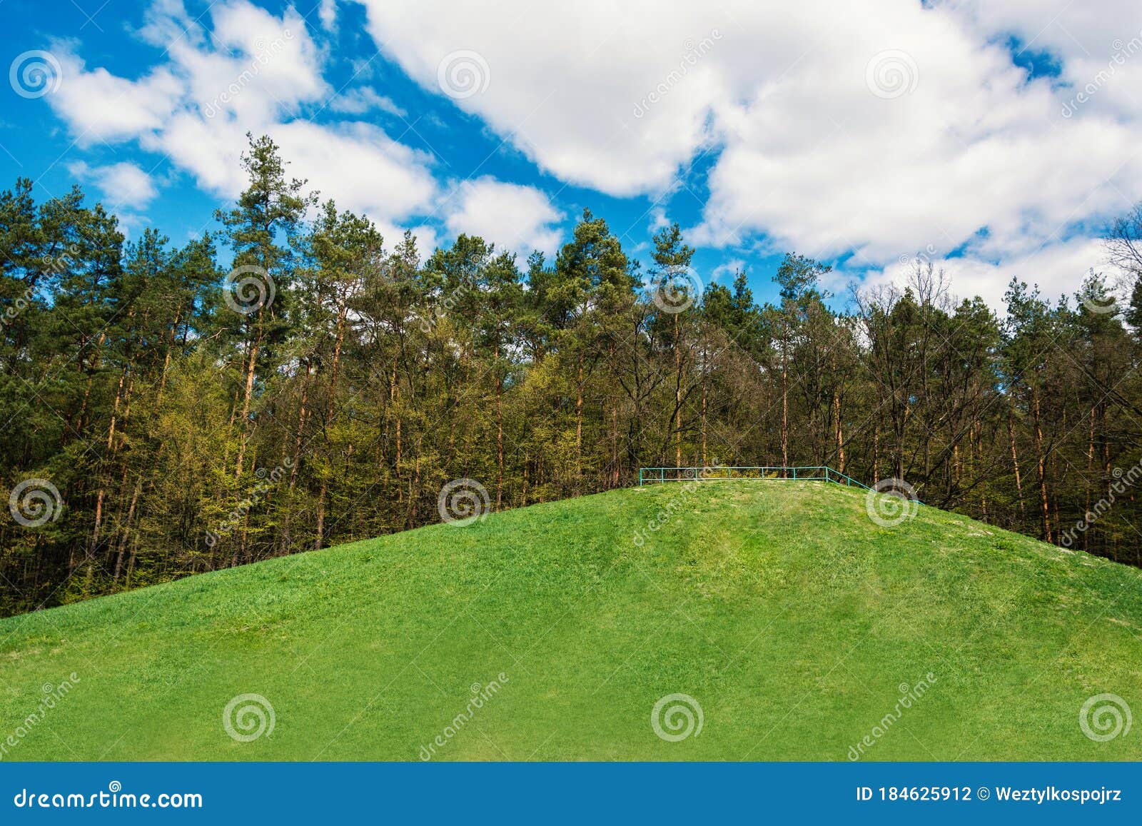 Horizontal View of Forest Behind Hill on the Blue Cloudy Sky Stock ...
