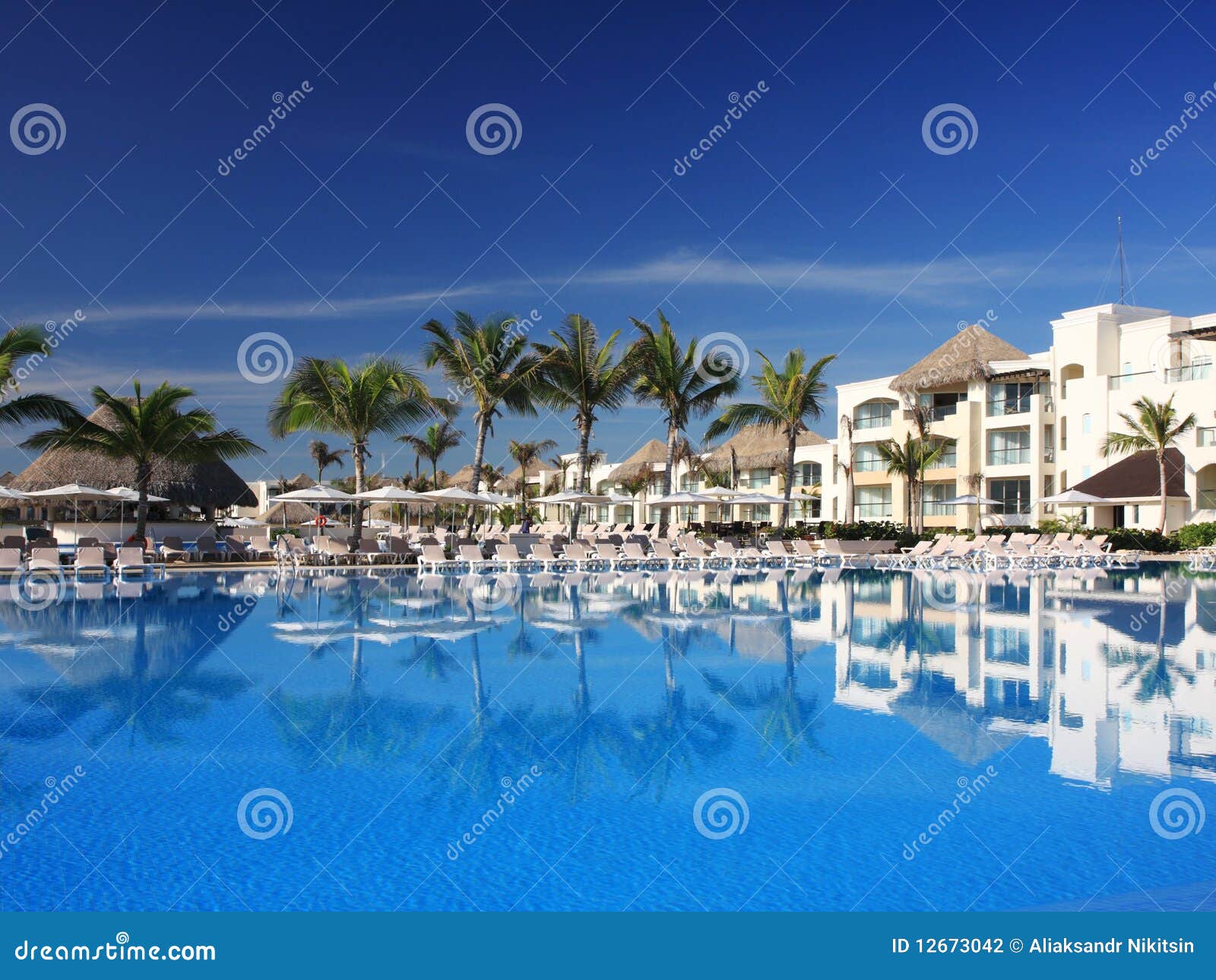 Horizontal View, Resort with Blue Water Stock Photo - Image of ...