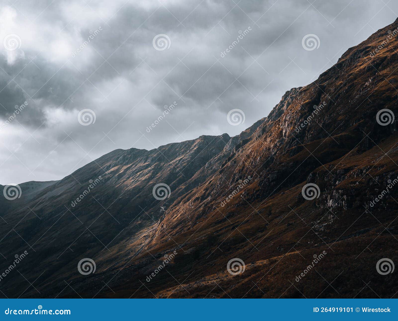 Horizontal View of the Rocky Mountains of Glencoe, Scottland Under a ...