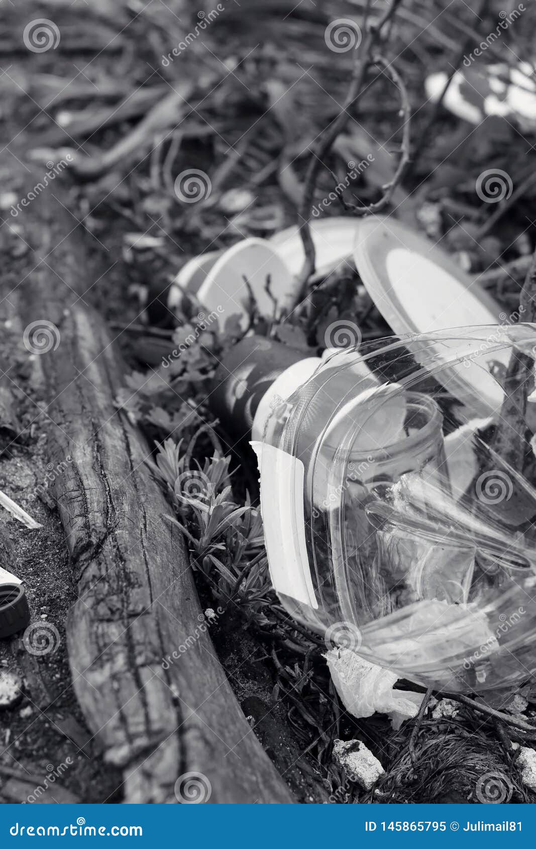 Horizontal View of Trash from Plastic Bottles, Disposable Cups and ...