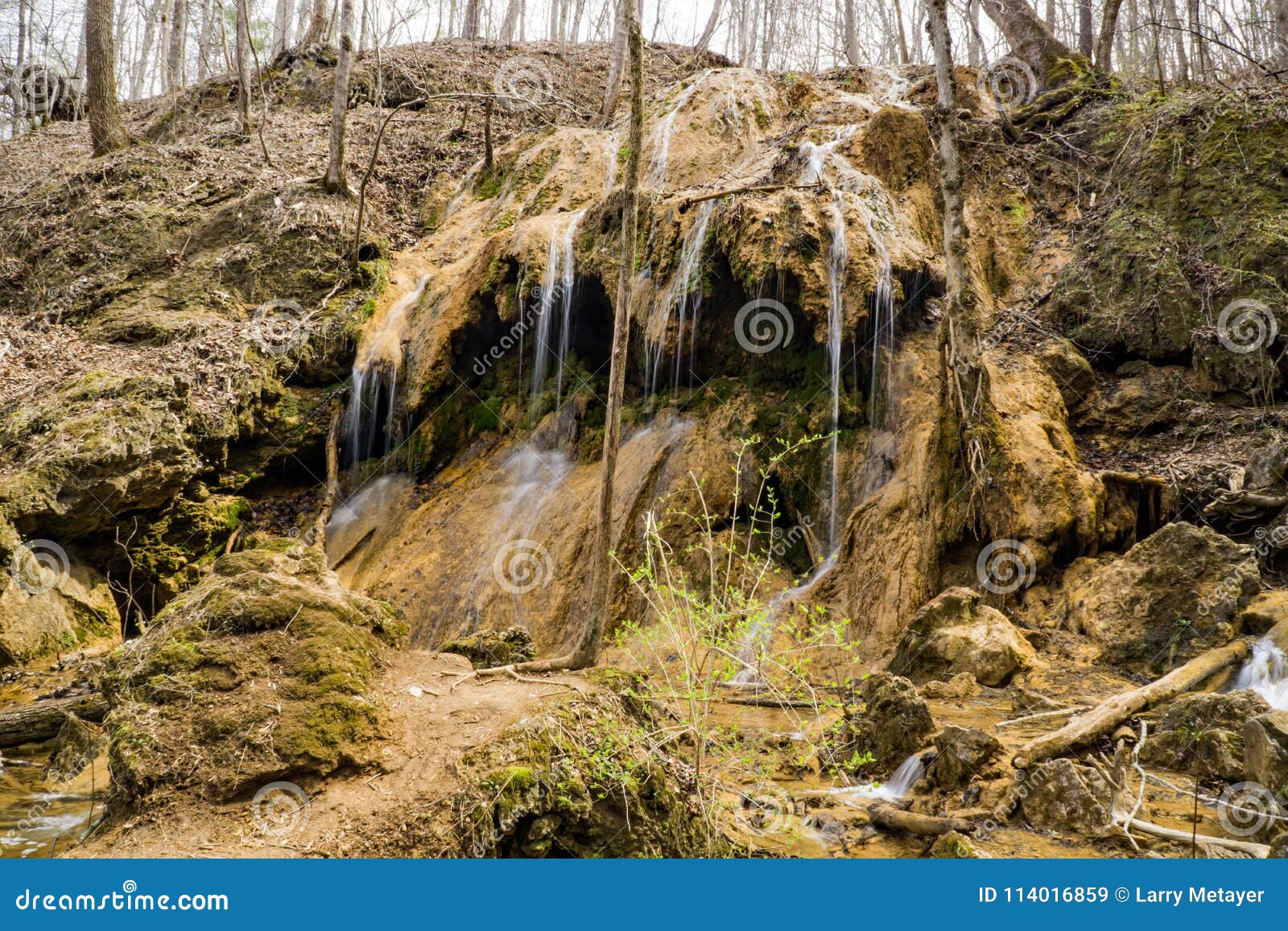 Horizontal View Travertine Waterfall Stock Image - Image of appalachia ...