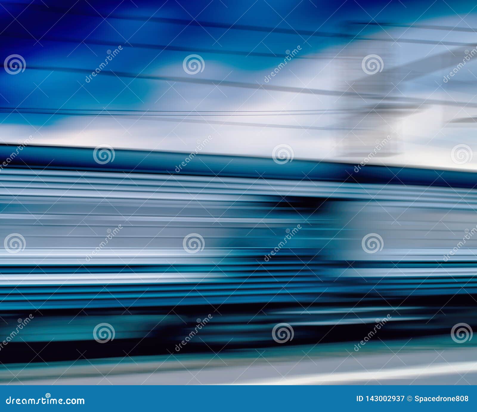 Horizontal Vivid Blue Train Motion Blur Abstraction Background B Stock ...