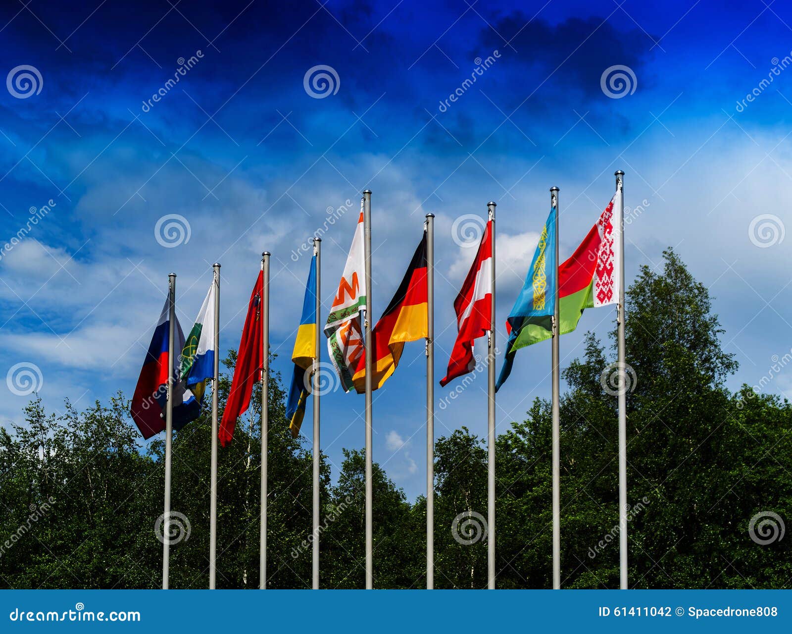 Horizontal Vivid European Flags Composition Stock Photo - Image of ...