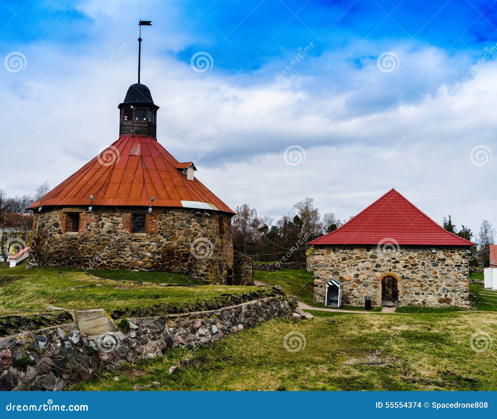 Vivid Medieval House Roofs Covered Traditional Red And Orange Tiles In ...