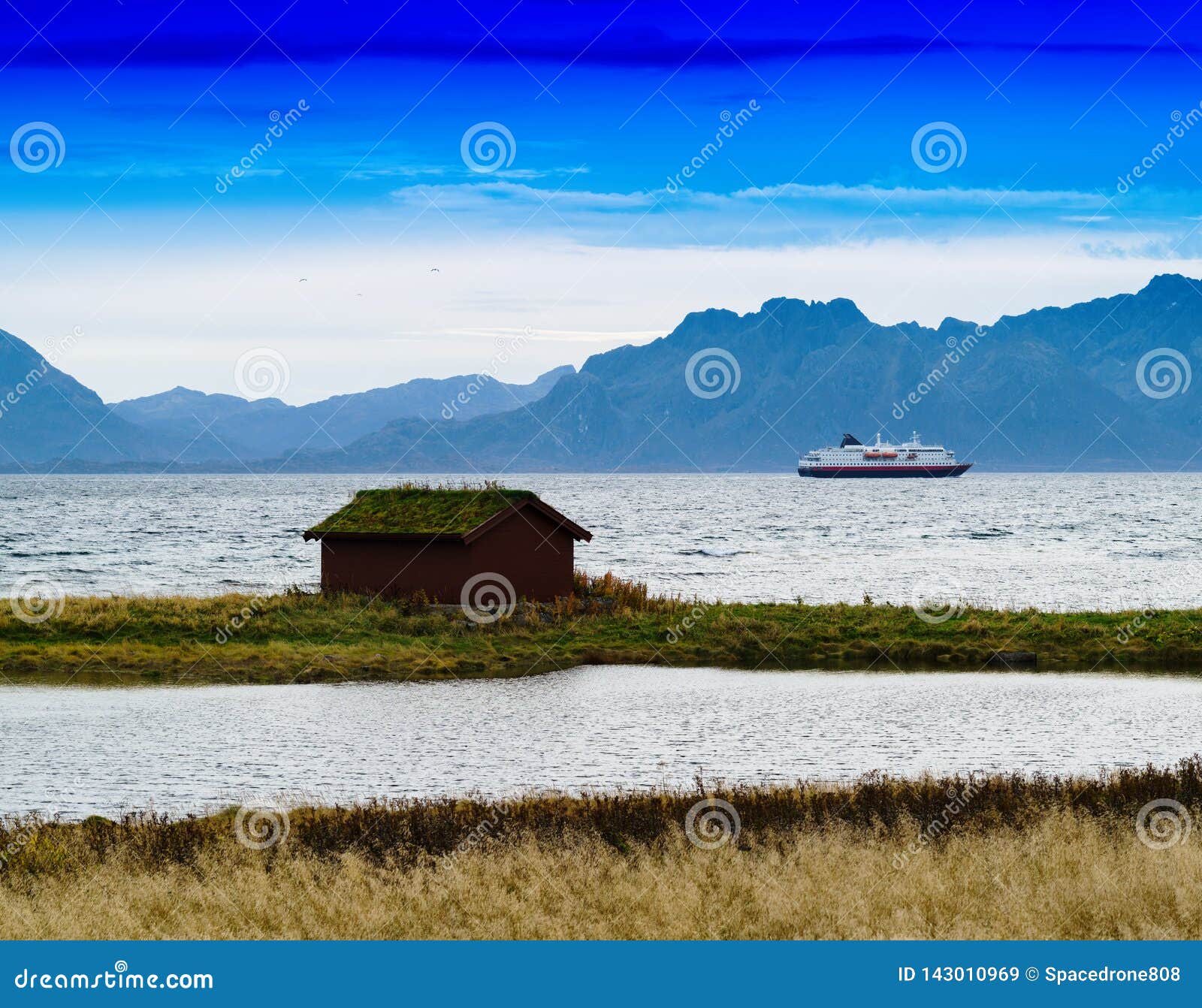 Horizontal Vivid Norway House Ship Landscape Background Backdrop Stock ...