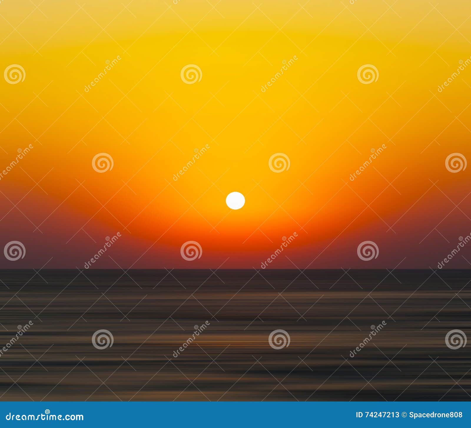 Horizontal Vivid Orange Sunset Ocean Horizon Abstraction Blur Ba Stock ...