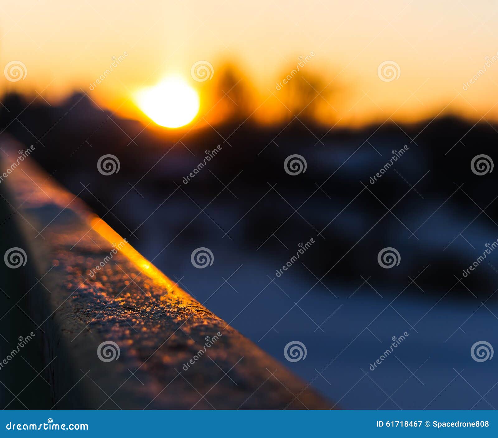Horizontal Vivid Railing Sunset Bokeh Stock Image - Image of scene ...