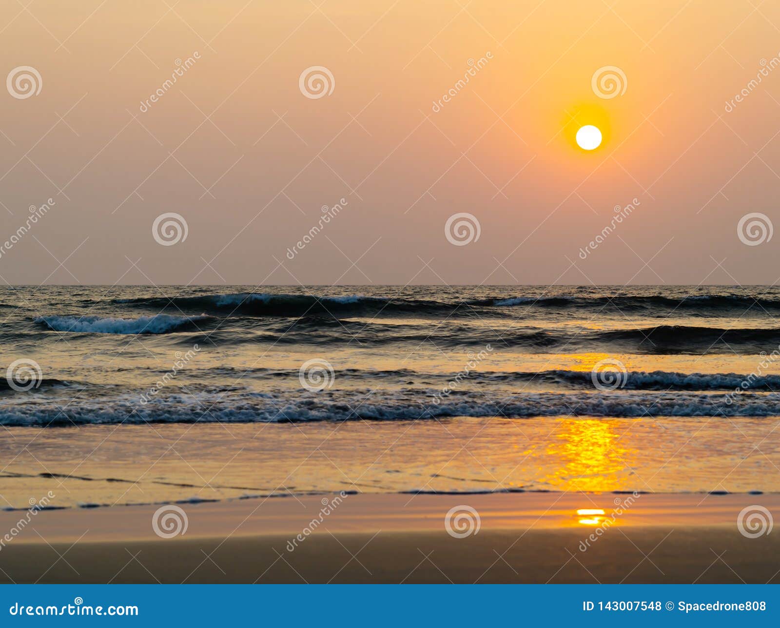 Horizontal Vivid Sunset on Ocean Beach Landscape Background Back Stock ...