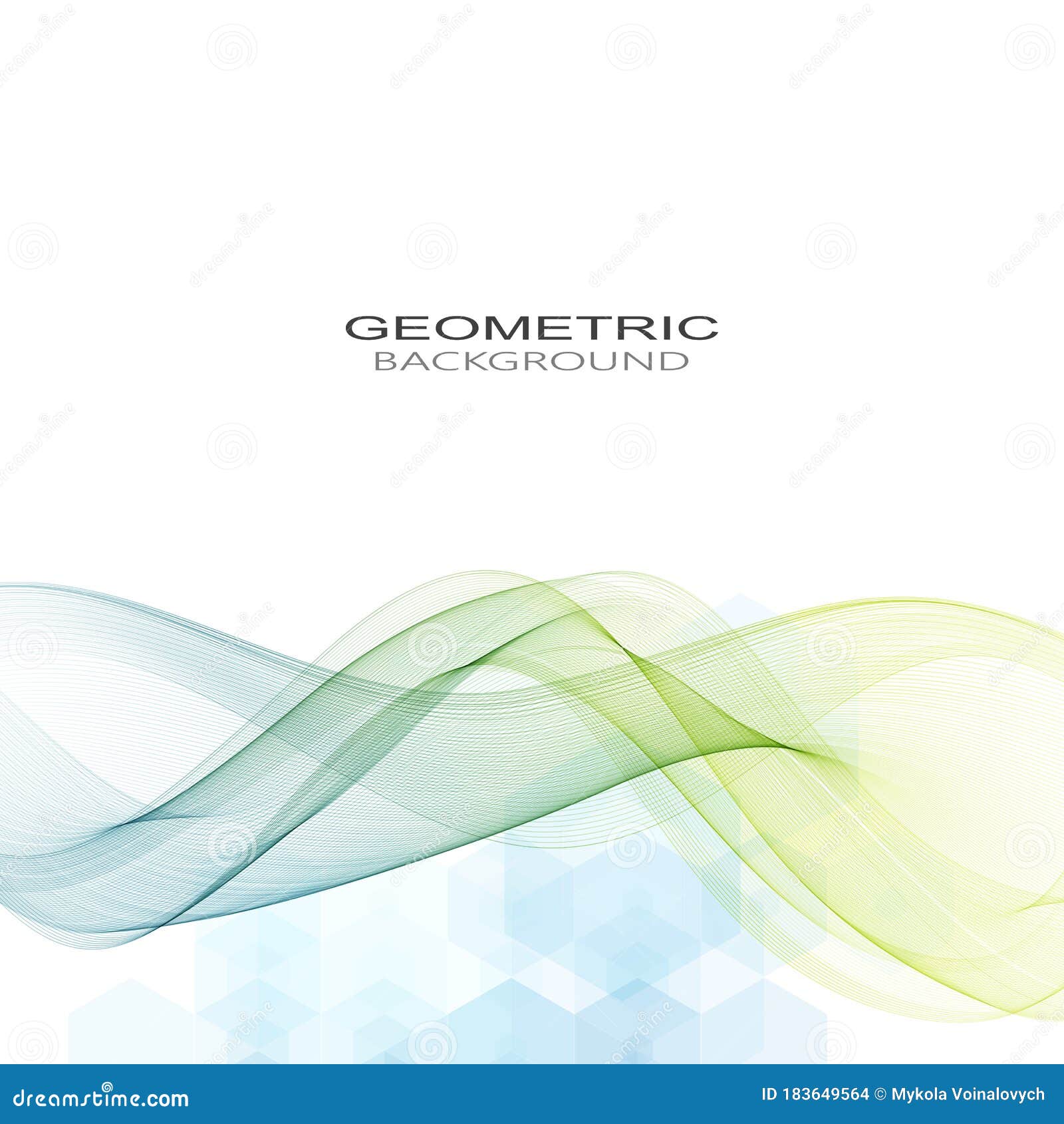 Horizontal Wave Lines on a Blue Background of Geometric Hexahedrons ...