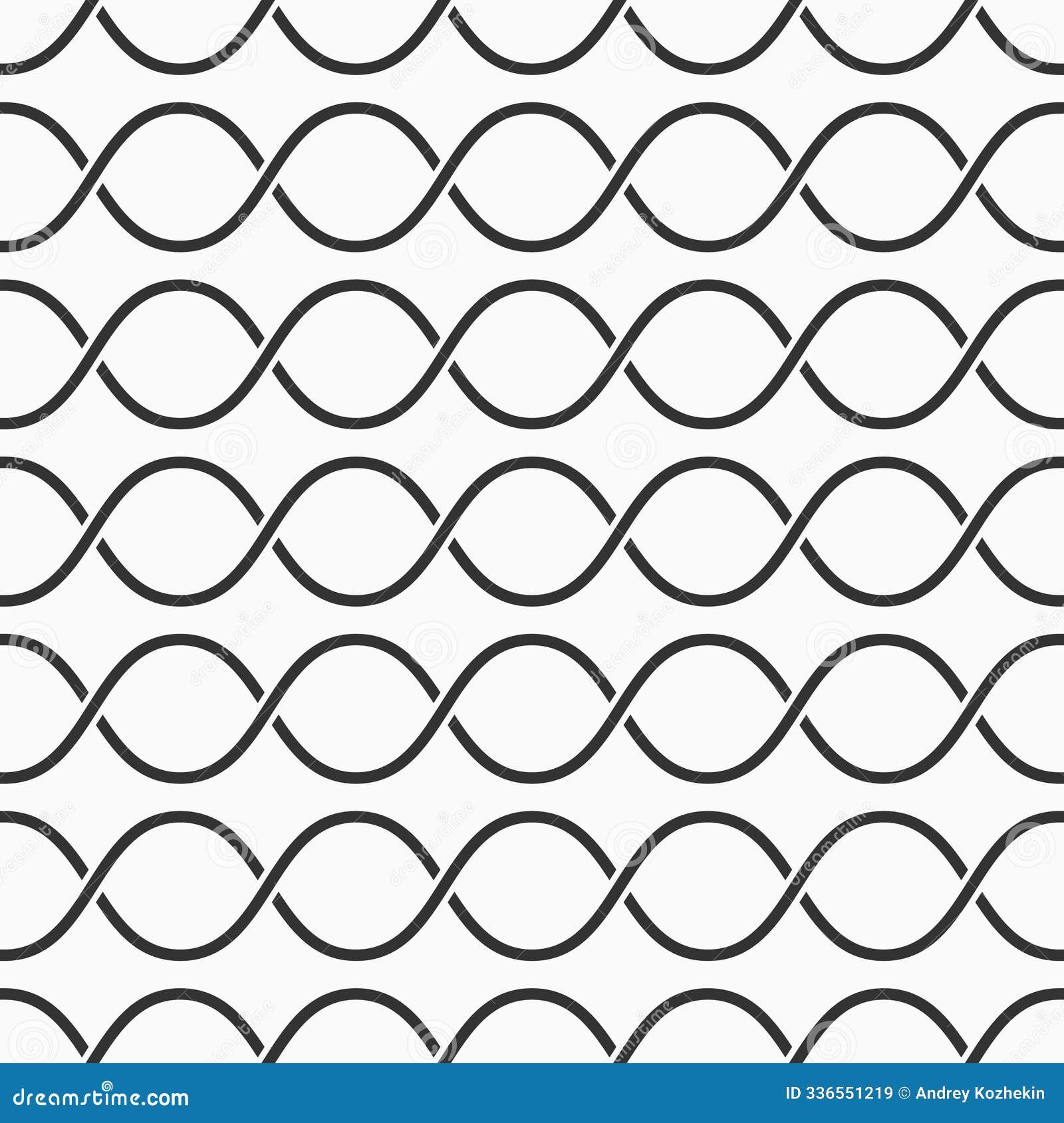 Horizontal Wavy Lines Seamless Vector Pattern. Curved Waves, Chains ...