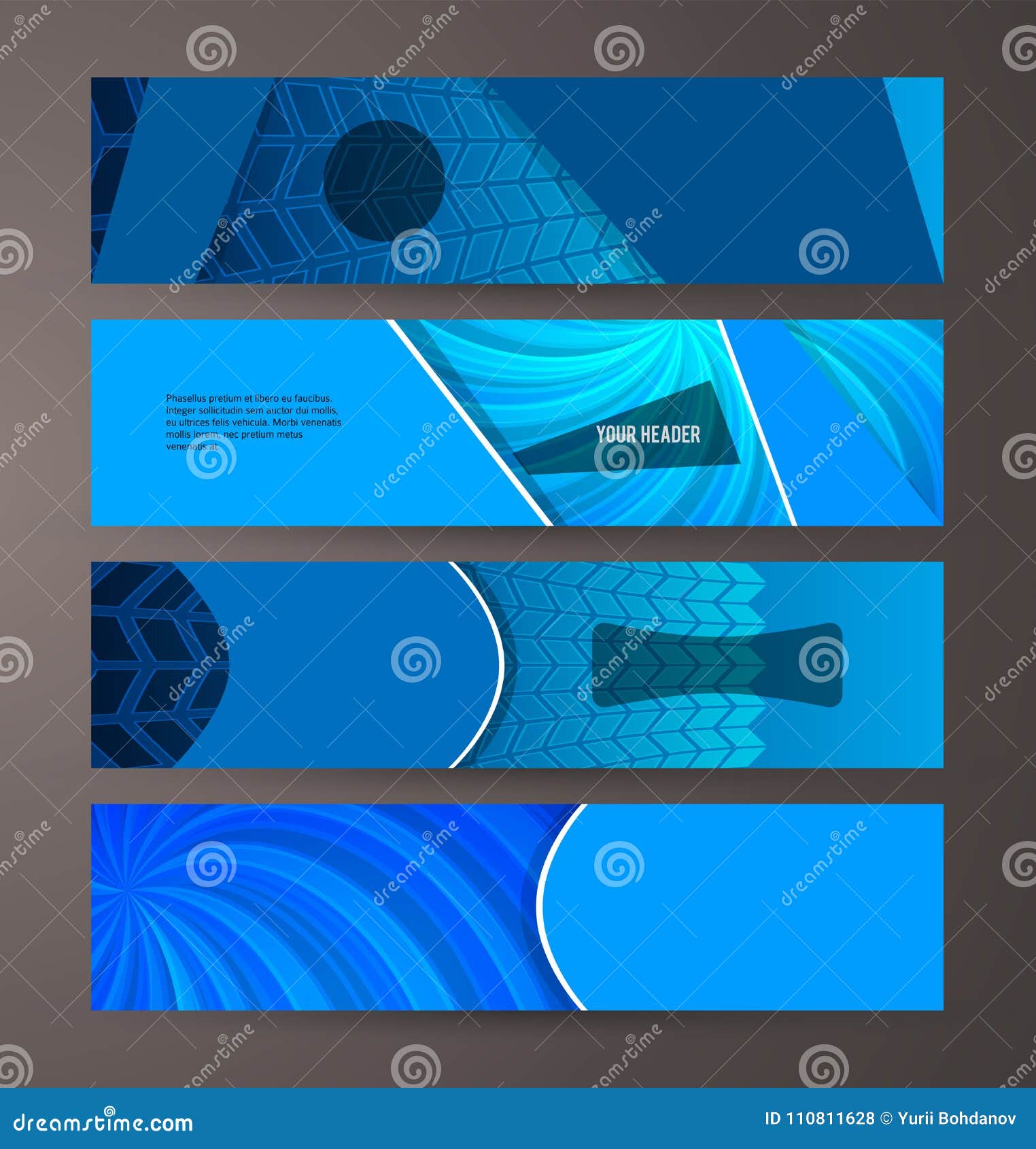 Horizontal Web Banner Blue Background Set Template06 Stock Vector ...