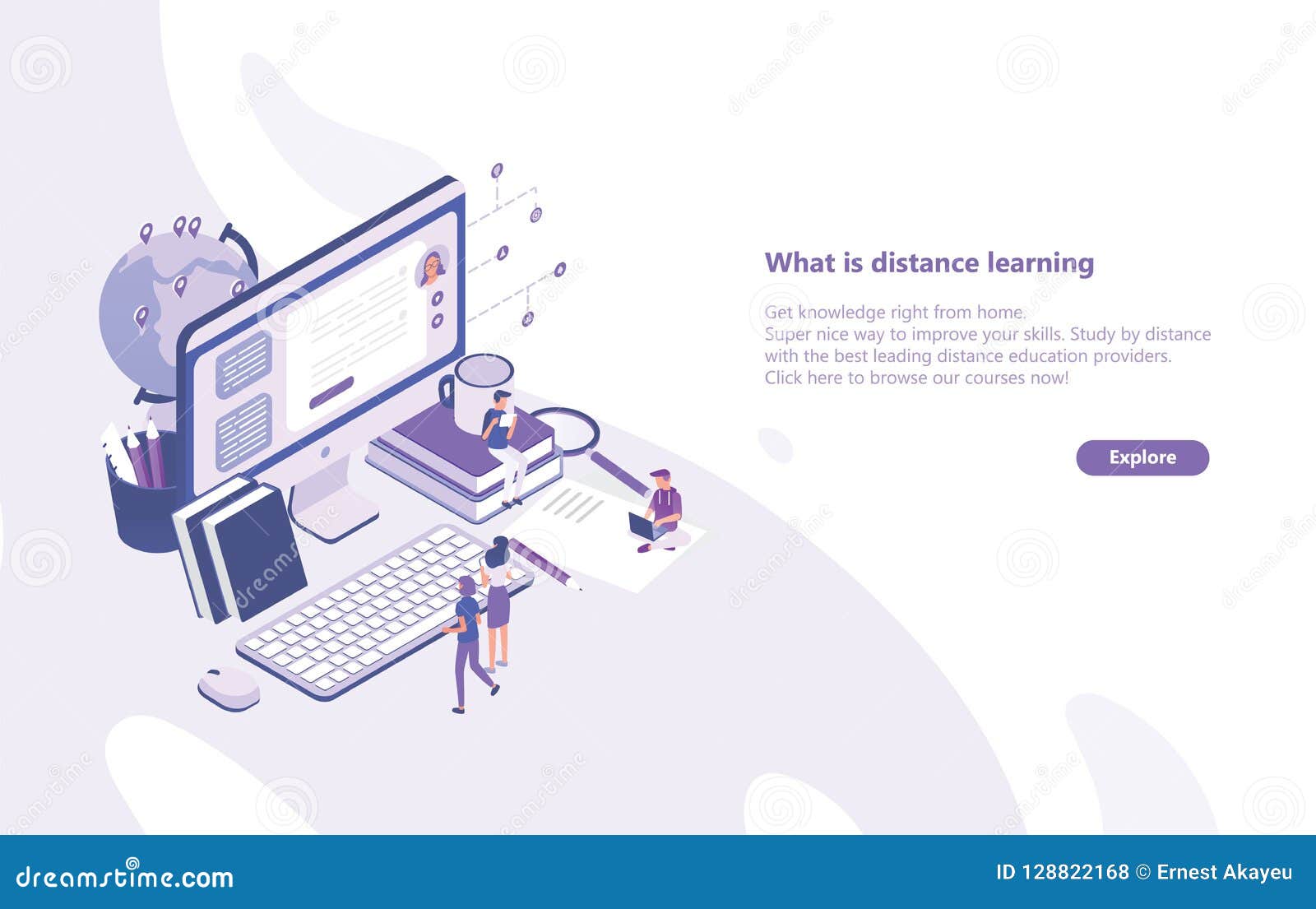 Horizontal Web Banner Template with Tiny People Standing in Front of ...