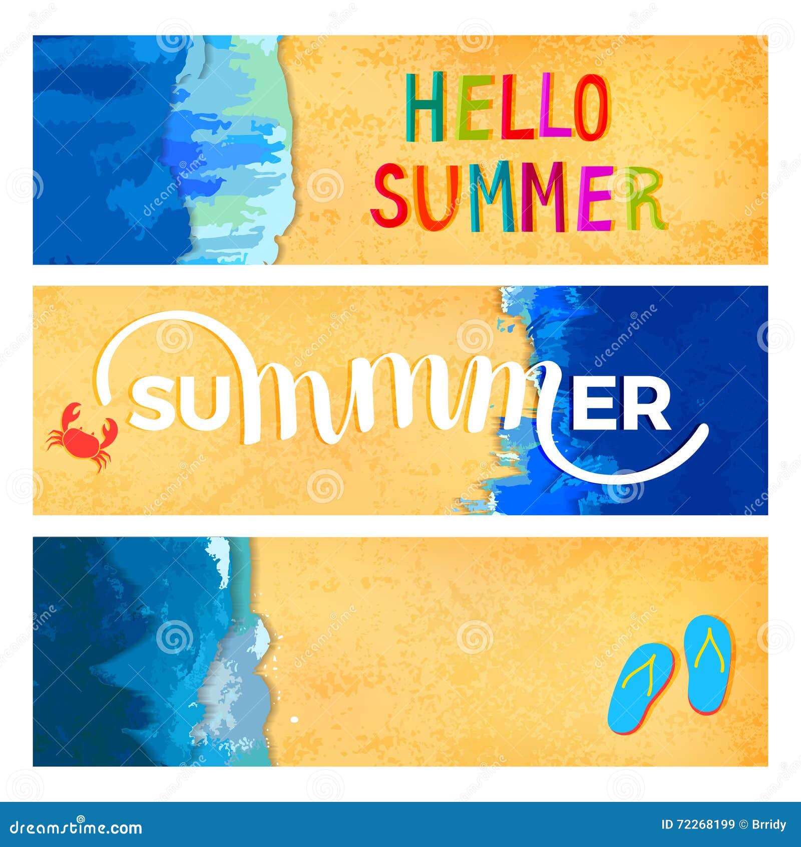 Horizontal Web Banners Overhead View of the Beach Stock Vector ...