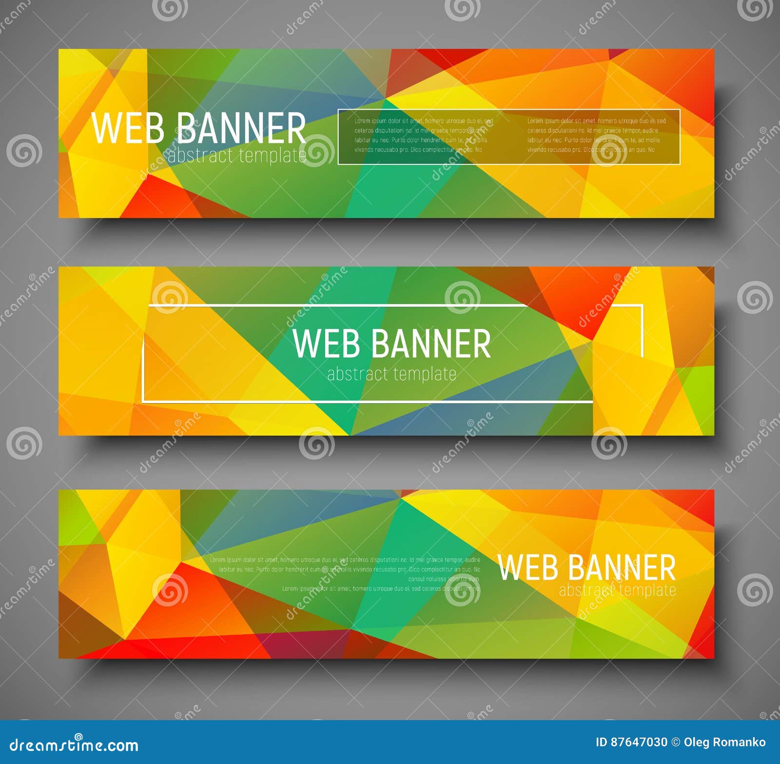 Horizontal Web Banners with Polygonal Multi-colored Background Stock ...