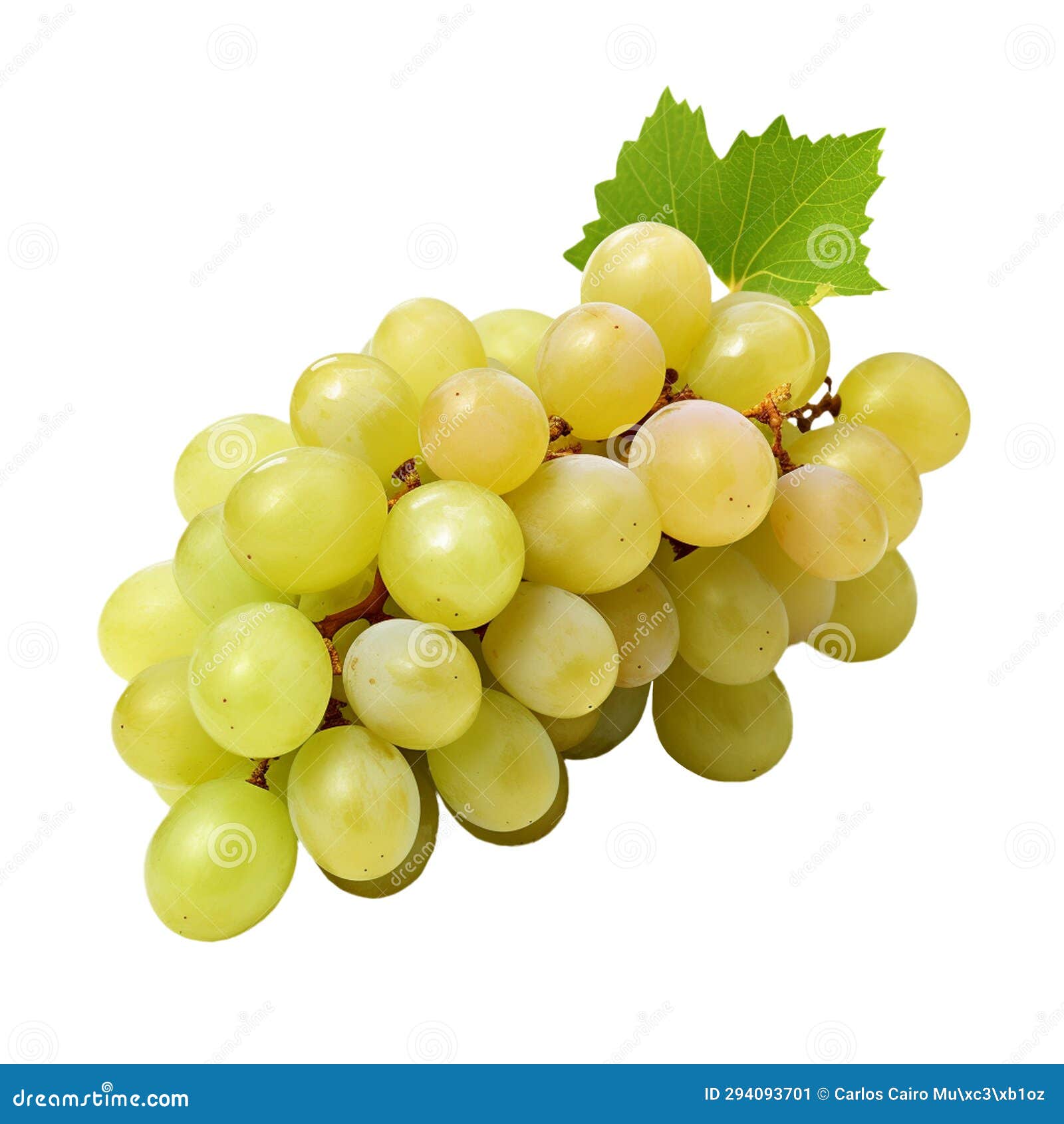 Horizontal White Grape Bunch with Leaves Stock Image - Image of ...