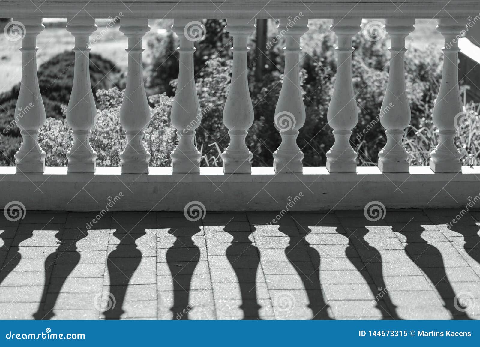 Horizontal White-painted Castle Balustrade in Backlight. Stock Image ...