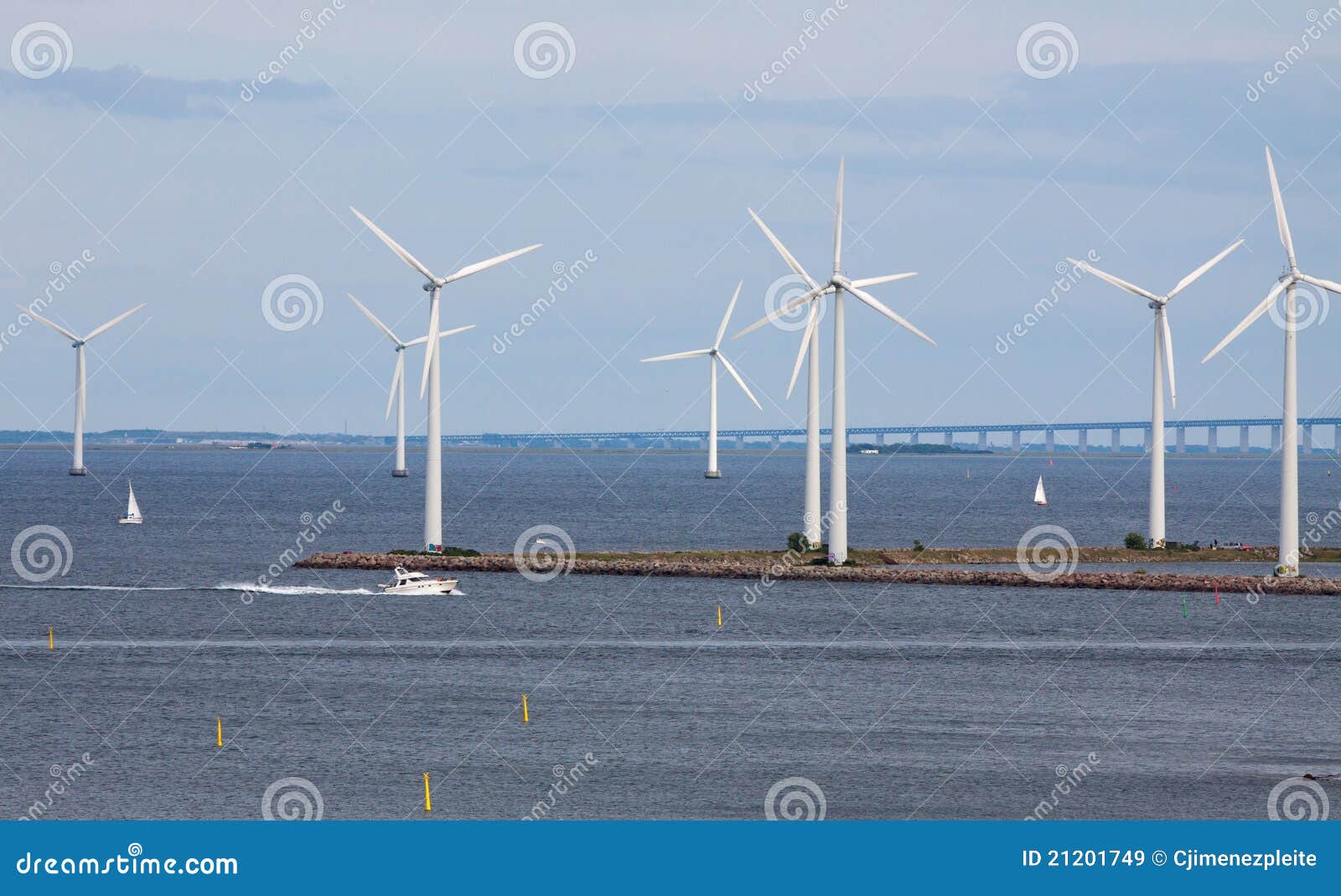 Horizontal Wind Turbine Generators and Sailing Shi Stock Image - Image ...