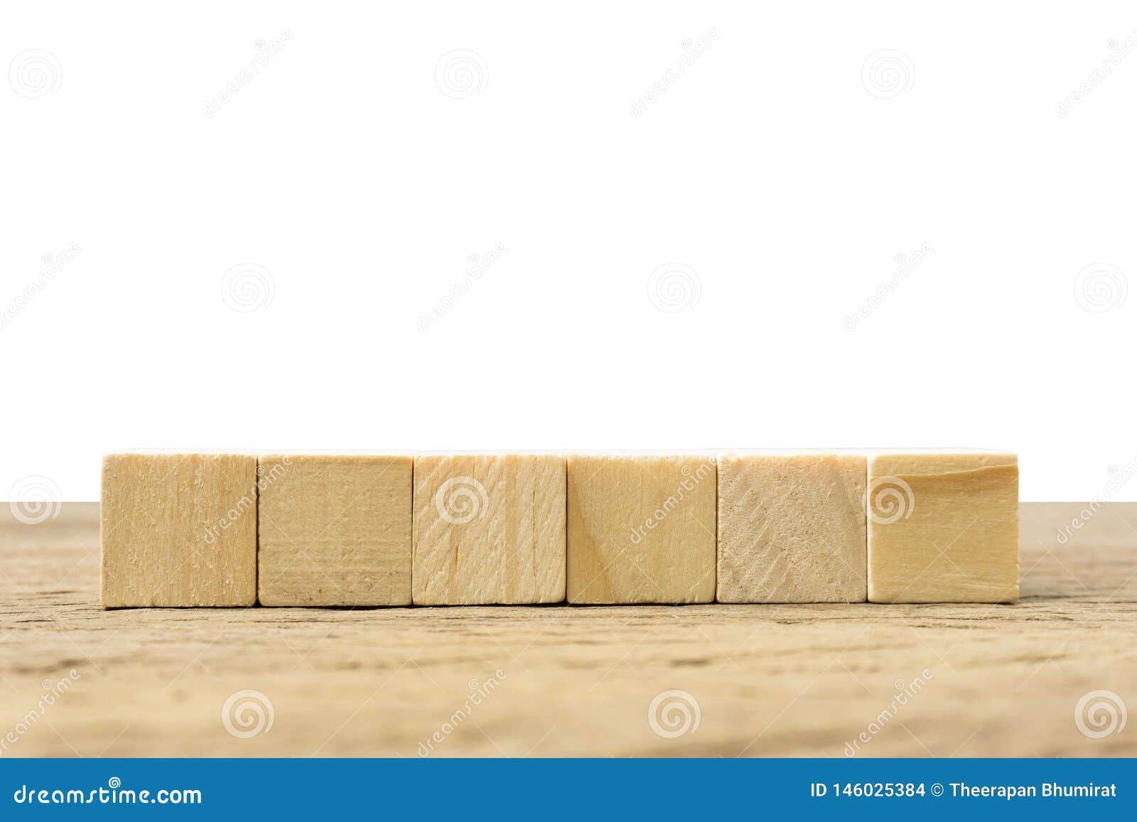 Horizontal 6 Wooden Blocks on Table on White Background Stock Photo ...