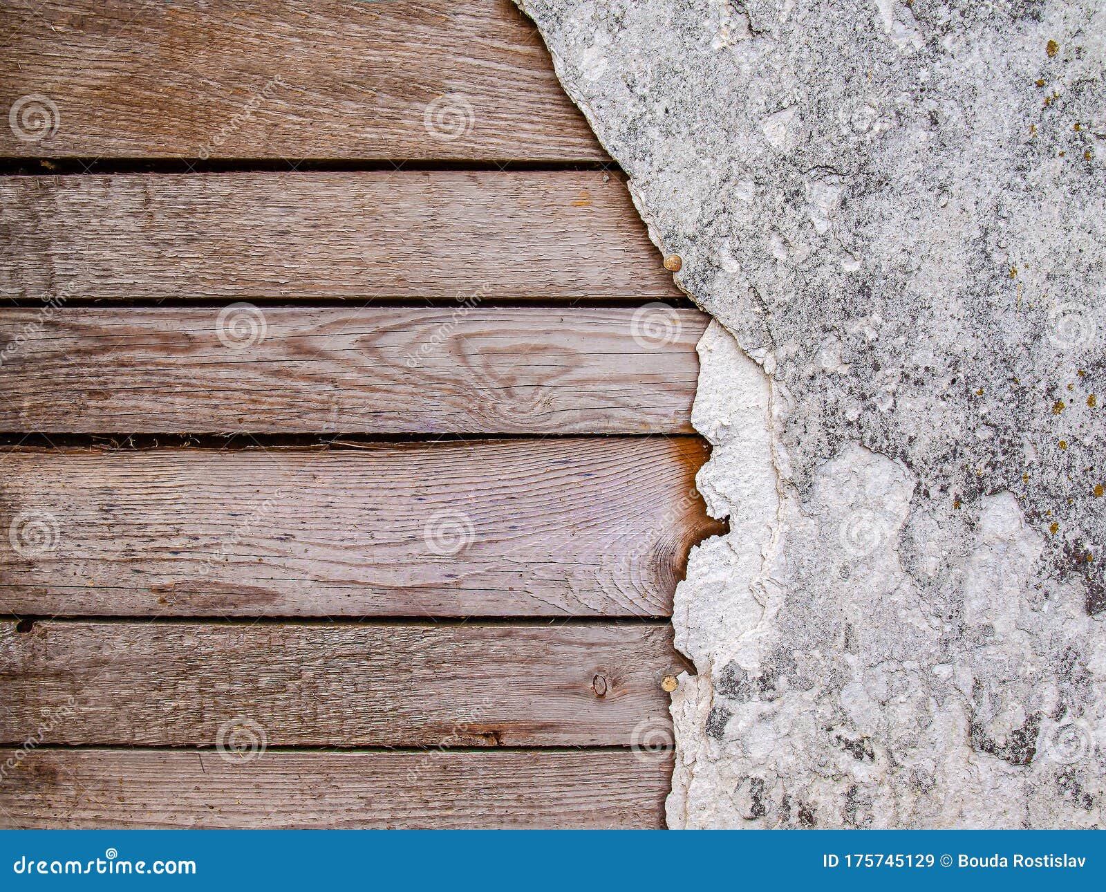 Horizontal Wooden Boards and Partial Plaster, Classic Substrate Stock ...