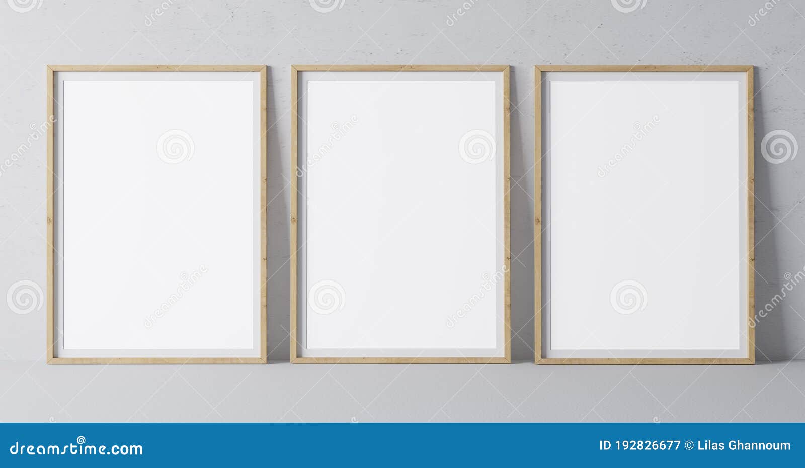 Horizontal Wooden Empty Frame in Modern Design on Minimal Gray ...