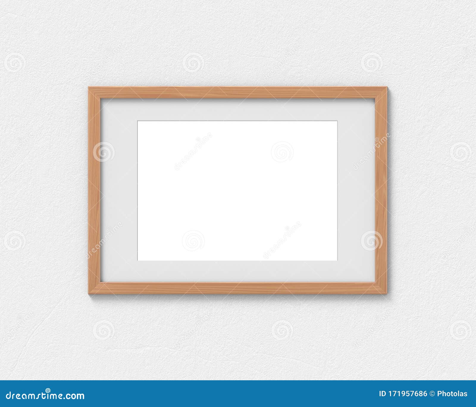 Horizontal Wooden Frames Mockup with a Border Hanging on the Wall ...