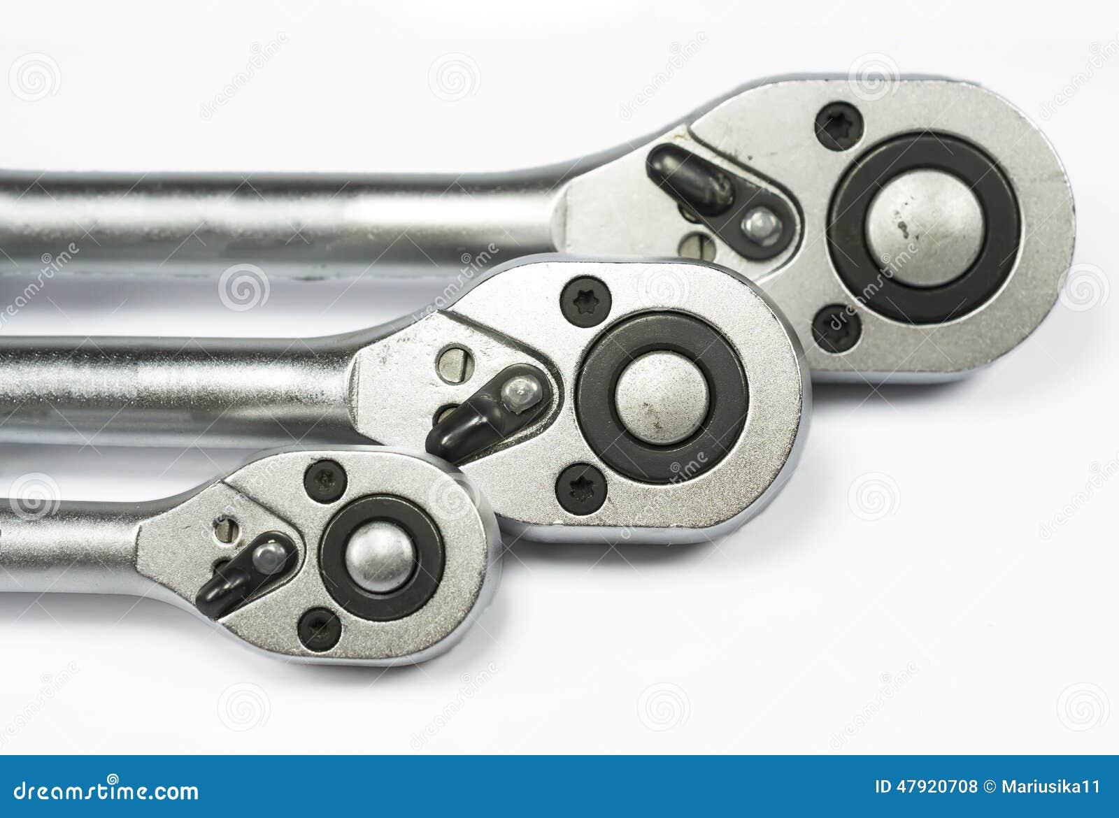 Horizontal wrenches stock photo. Image of sizes, chromed - 47920708