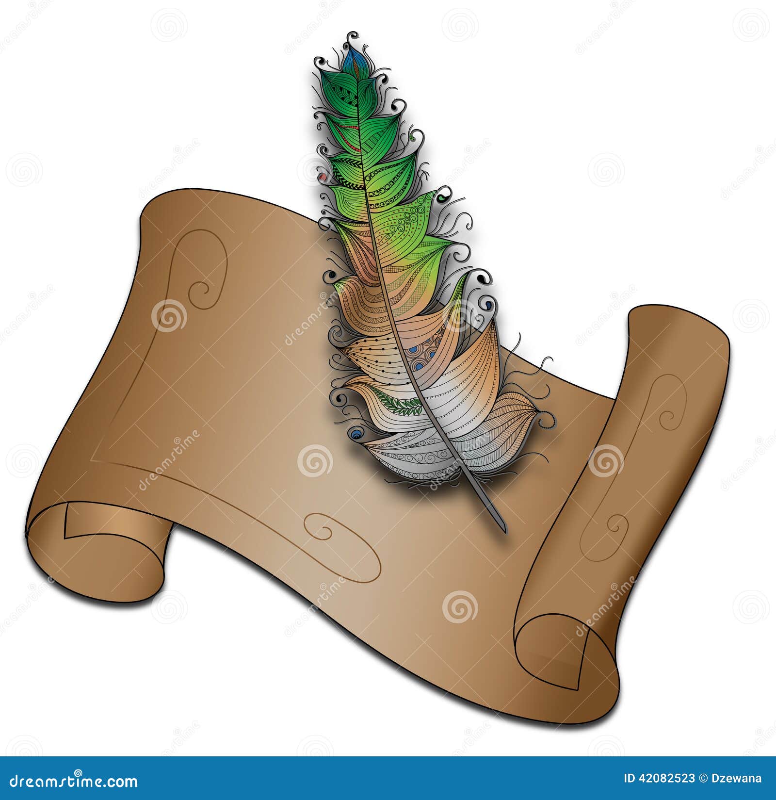 Horizontales Manuskript Und Feder Stock Abbildung - Illustration von ...