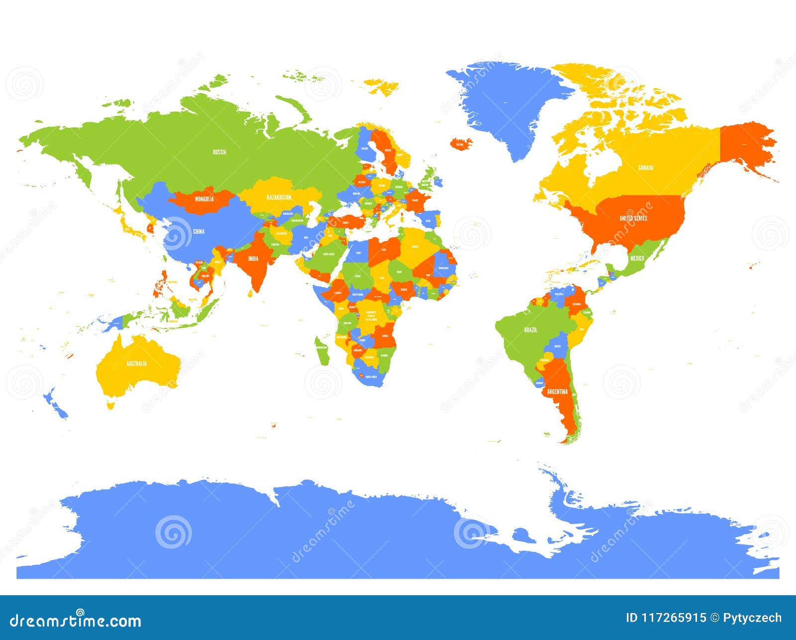 Horizontally Flipped Political Map of World. Mirror Reflection Stock ...