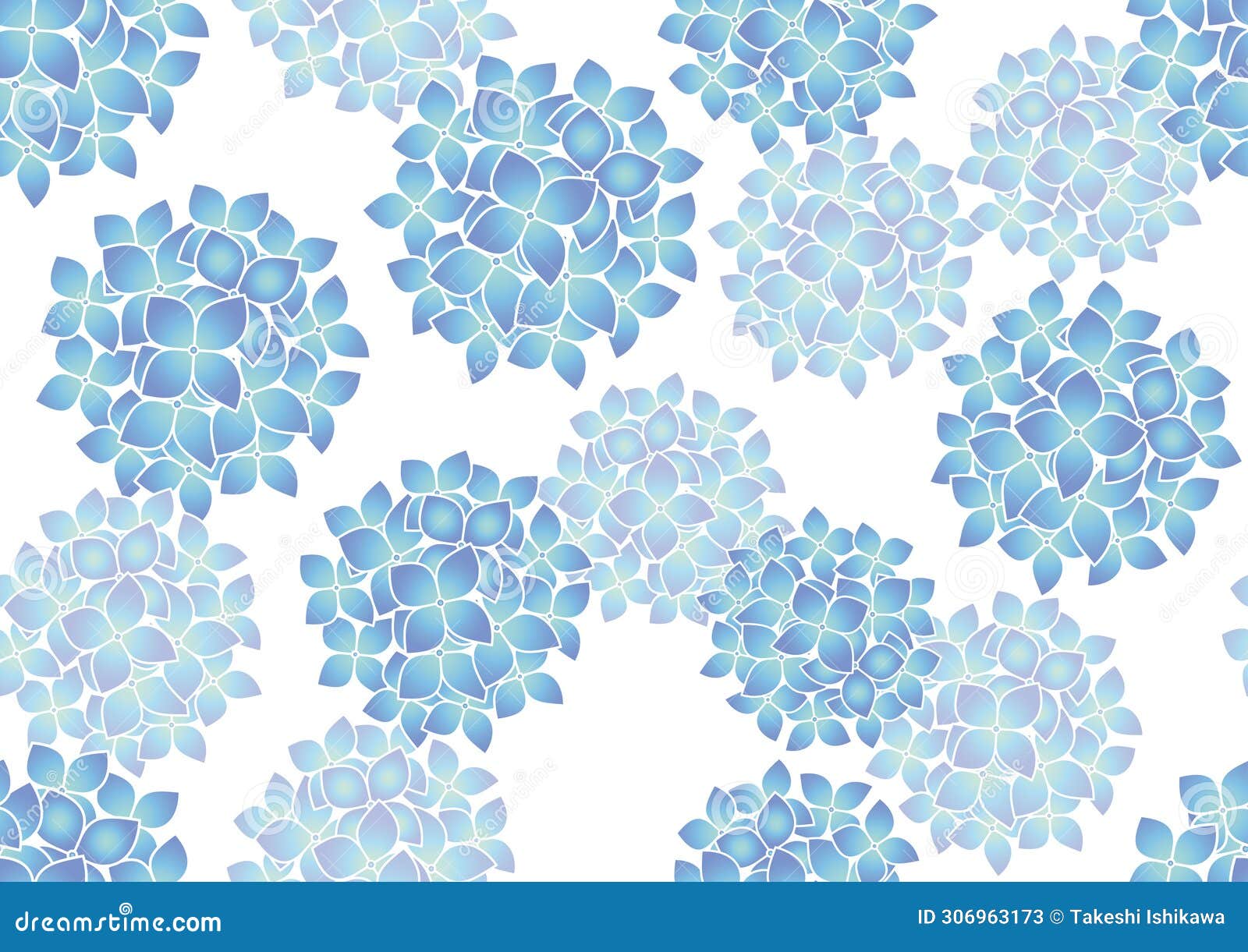 Horizontally and Vertically Repeatable Seamless Blue Hydrangea Floral ...