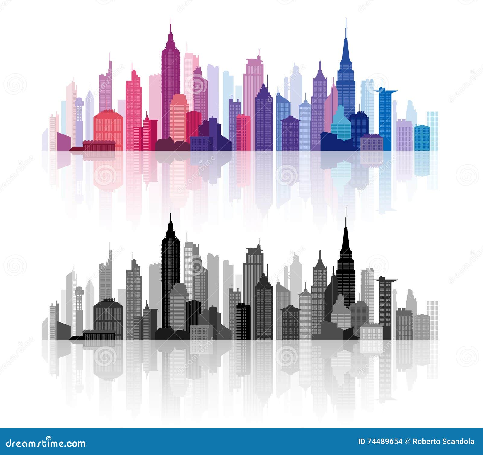 Horizonte Céntrico De Las Siluetas De Los Edificios Del Vector Ilustración del Vector ...