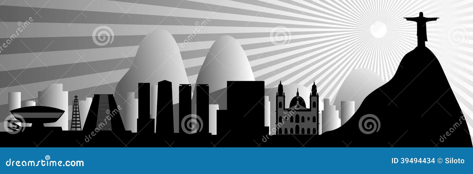 Horizonte De Rio De Janeiro Del Vector Imagen de archivo editorial ...