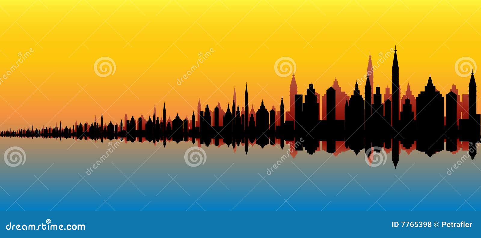 Horizonte Marítimo De La Ciudad Ilustración del Vector - Ilustración de ...