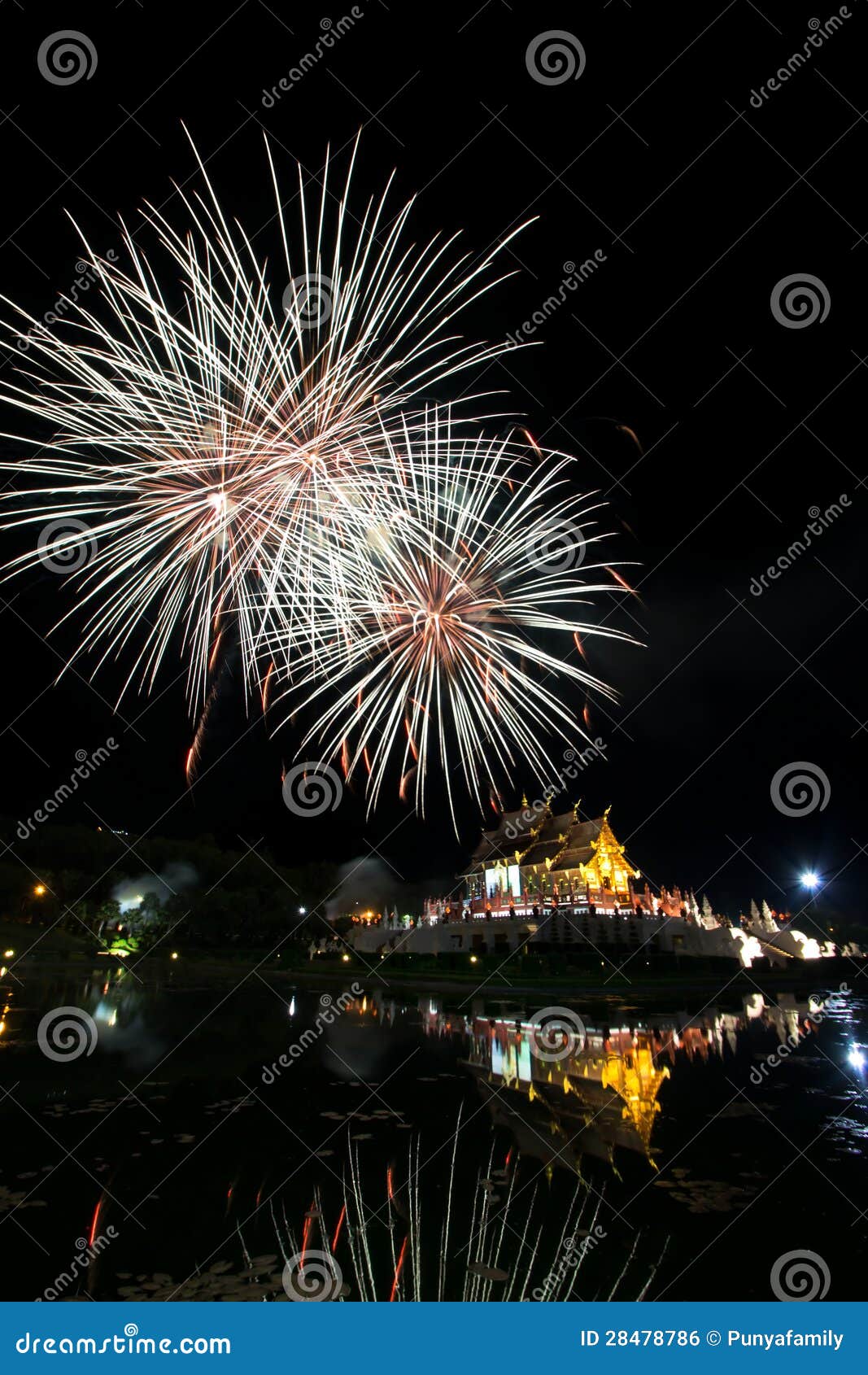 Horkumluang Golden Temple and Big Firework Stock Photo - Image of luang ...