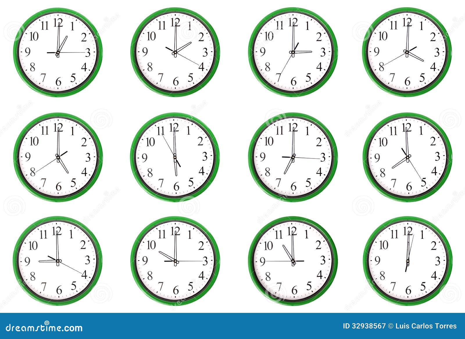 Horloges - 12 Heures Différentes Image stock - Image du blanc, minutes ...