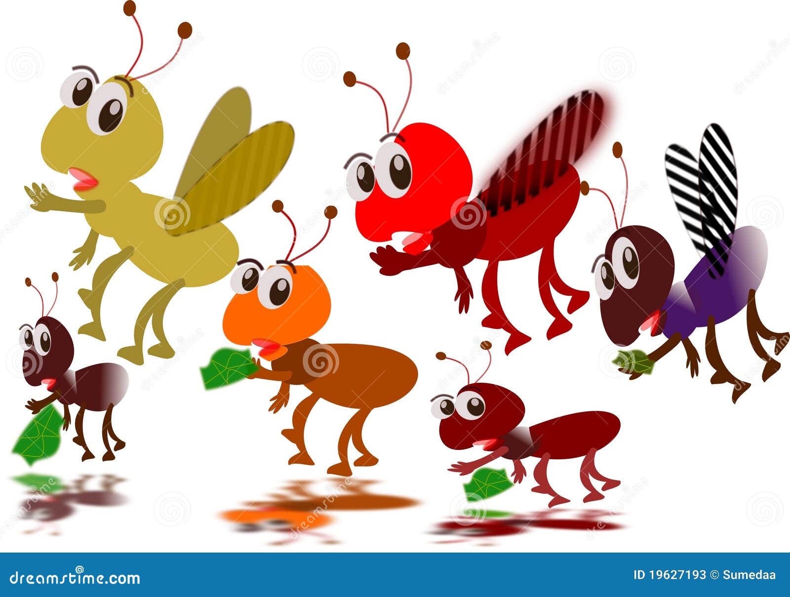 Hormigas Y Abeja De La Miel Stock de ilustración - Ilustración de ...