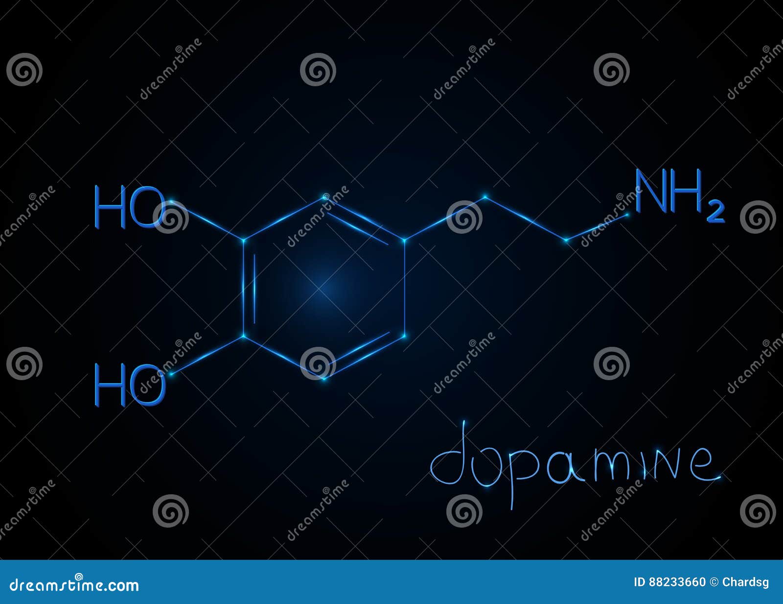 Dopamine Molecular Structure. Triangular Red Black Gradient. Vector ...
