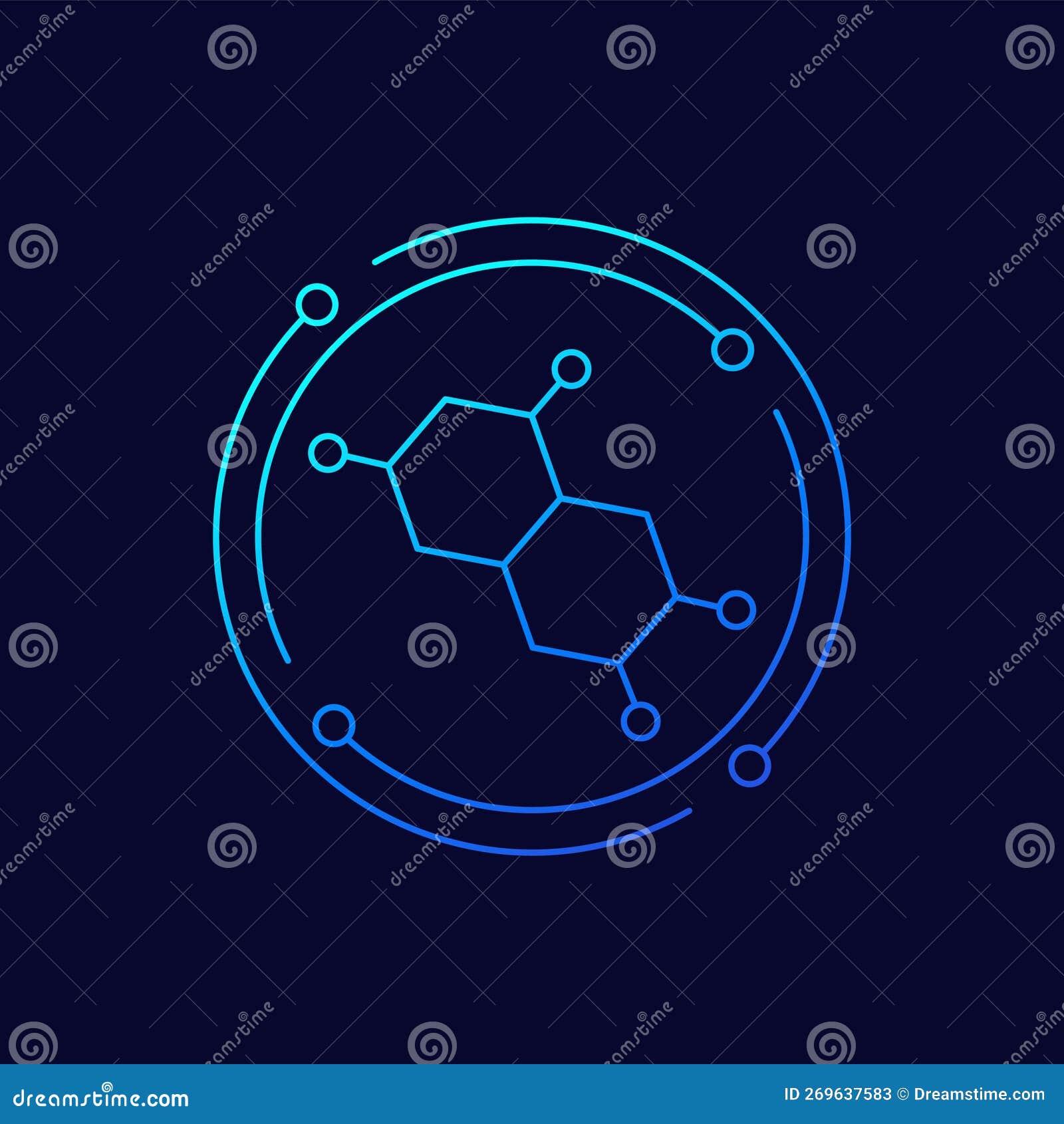 Hormone Icon with a Molecule, Linear Design Stock Vector - Illustration ...