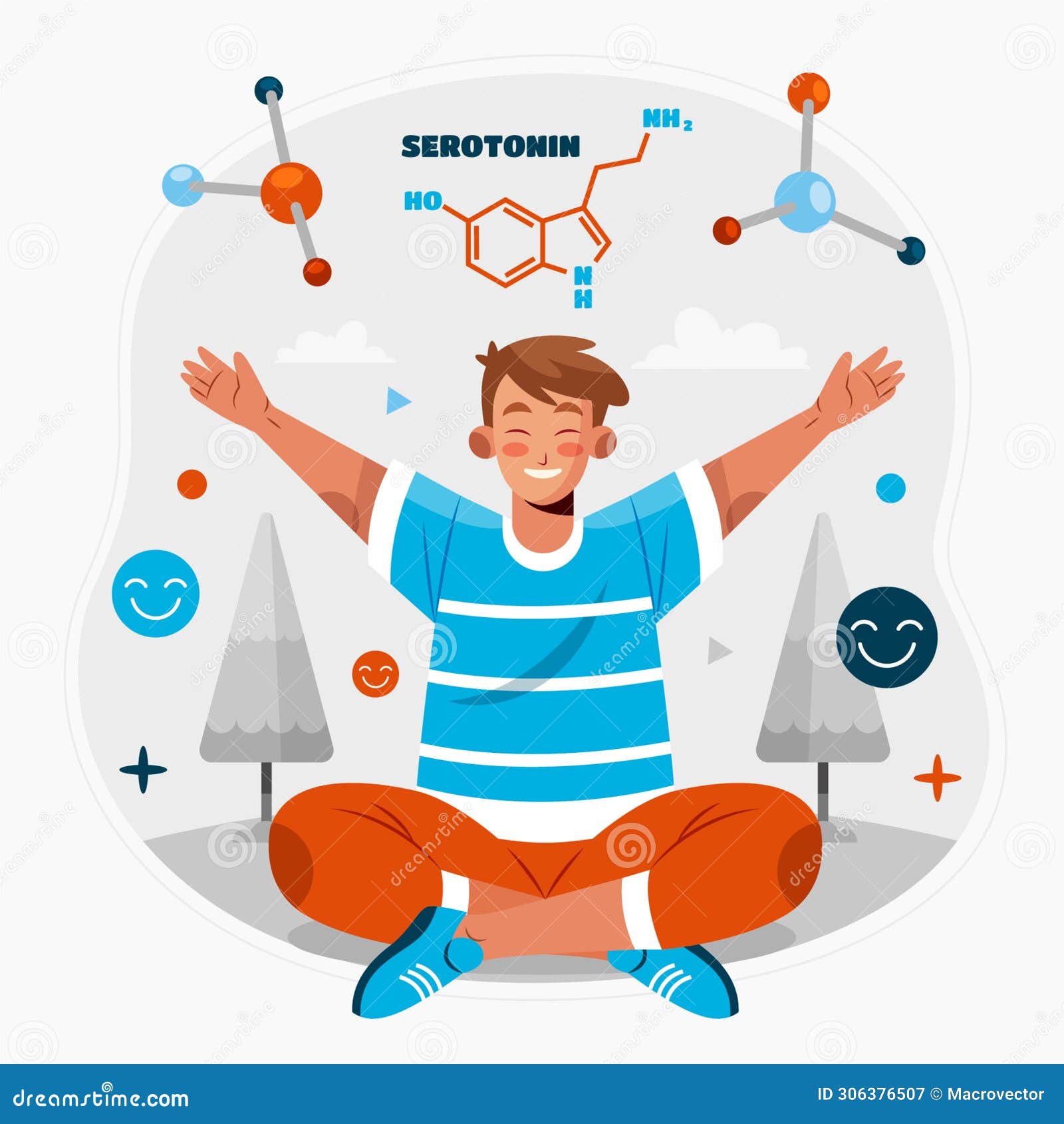 Hormones and Molecules Flat Cartoon Composition Stock Illustration ...
