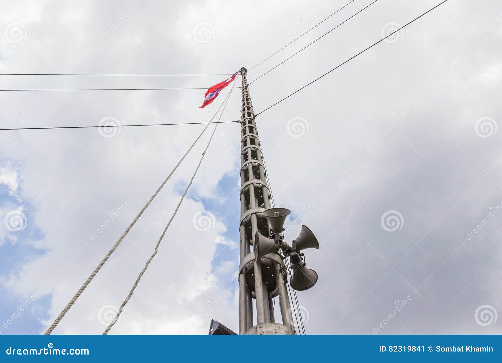 Horn Speakers on Tower Against Twilight Sky Stock Image - Image of ...