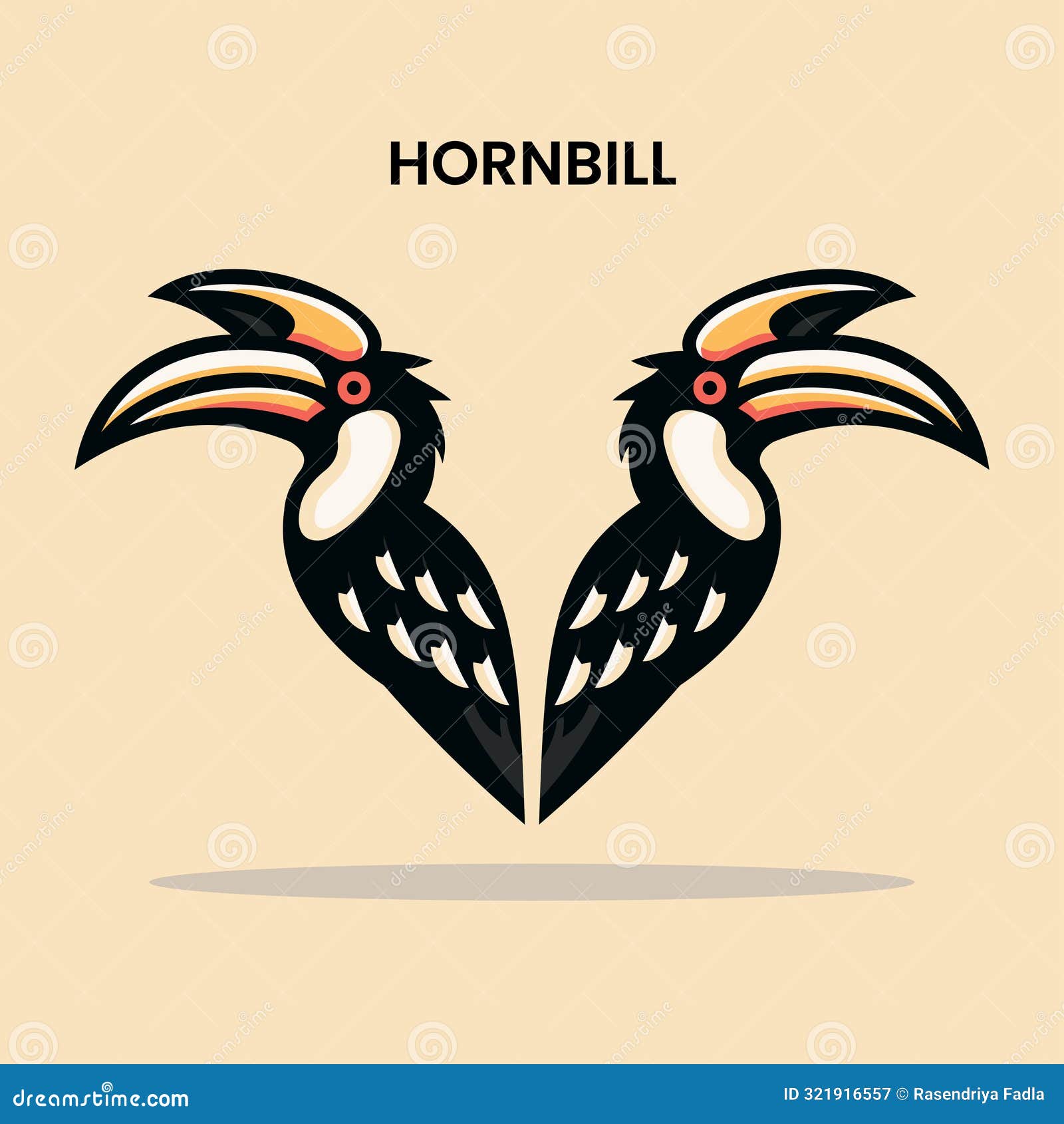 Dual Hornbill Bird Logo Design Stock Vector - Illustration of digital ...