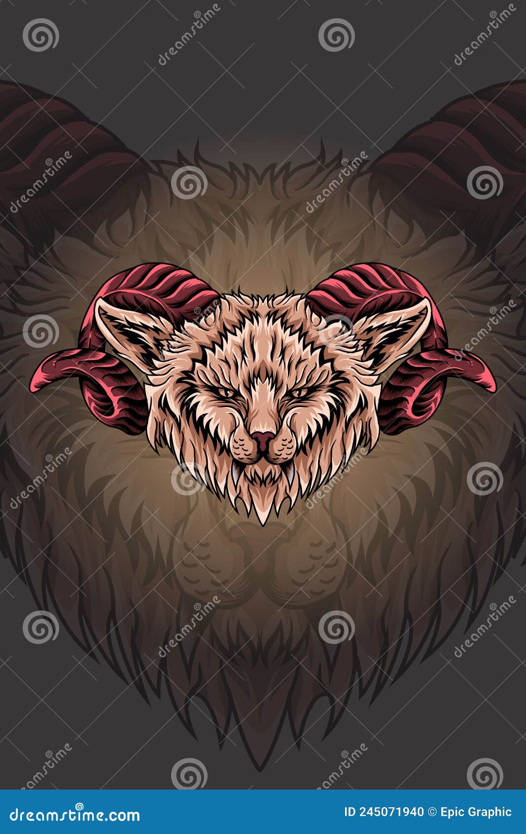 Horned Cat Head Vector Illustration Stock Vector - Illustration of icon ...