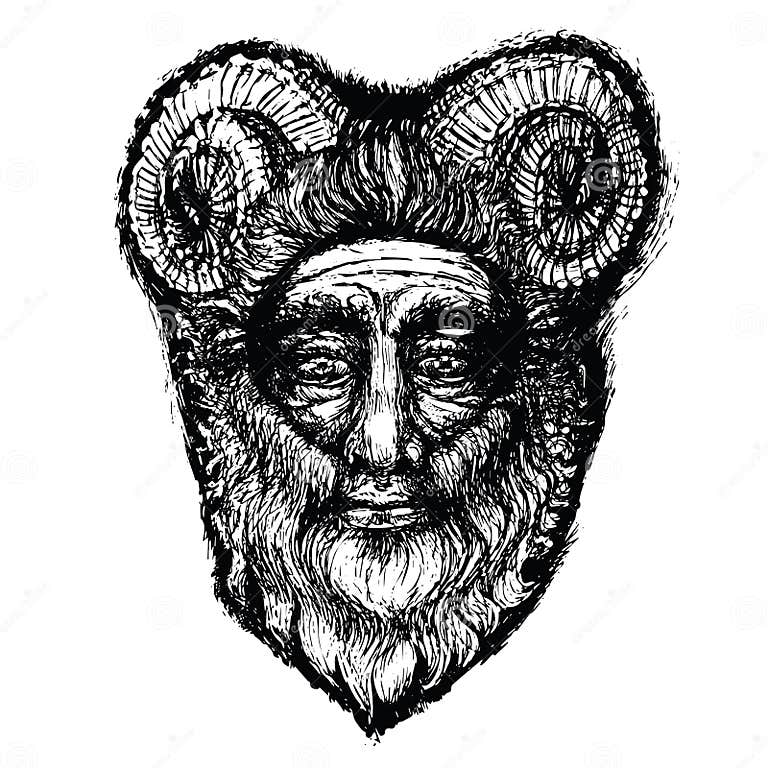 Horned Deity stock vector. Illustration of beard, ancient - 42986443