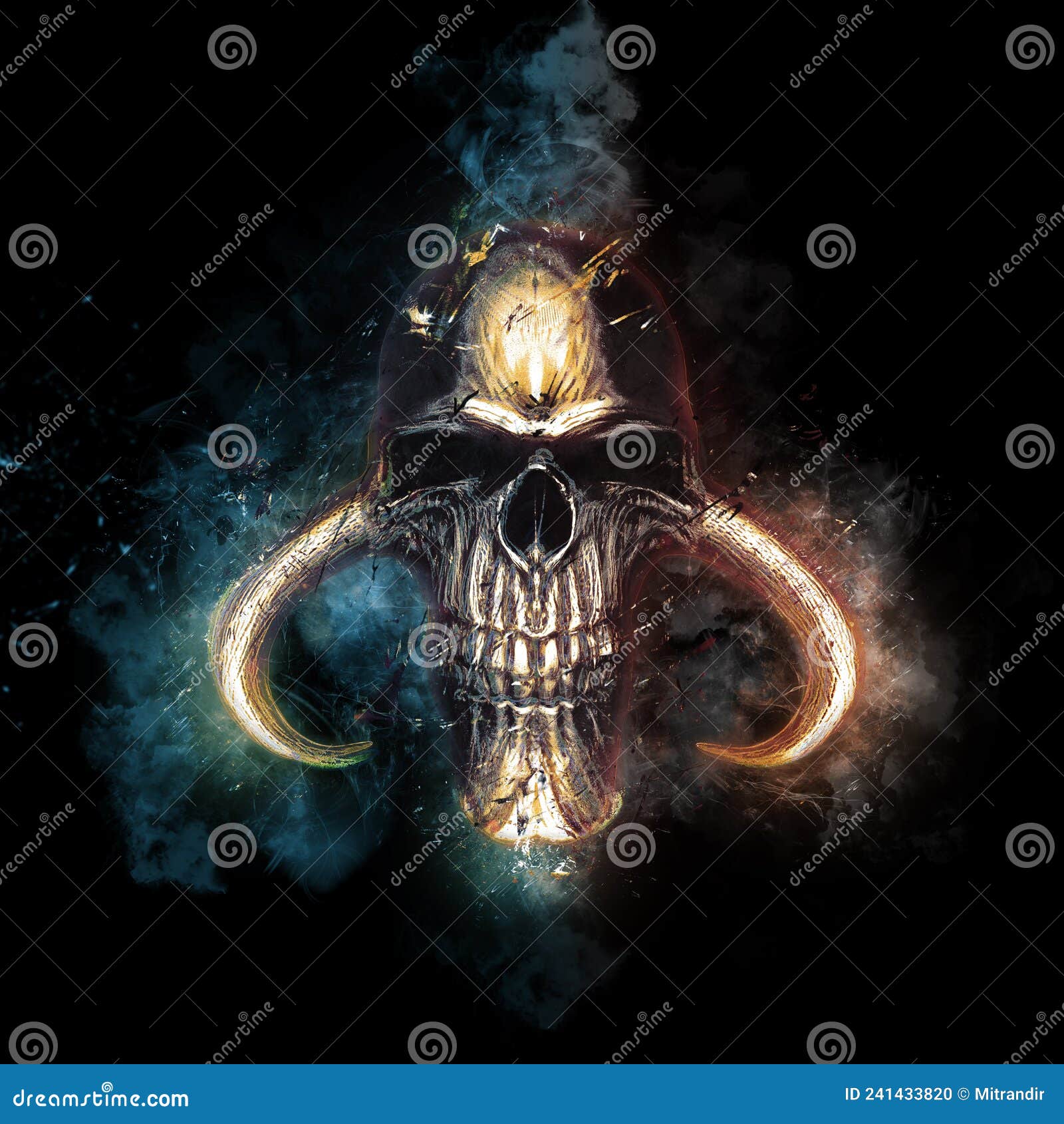 Horned Demon Skull - Grunge Effects Illustration Stock Illustration ...