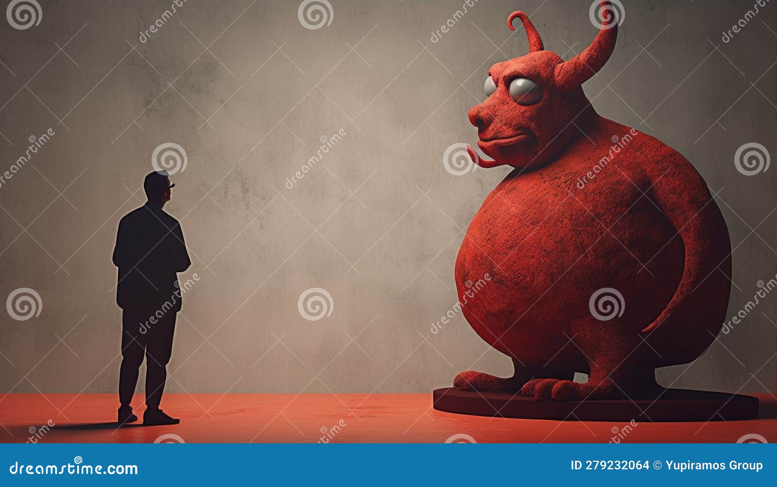 Horned Devil Businessman Stands in Spooky Hell, Looking at Camera ...